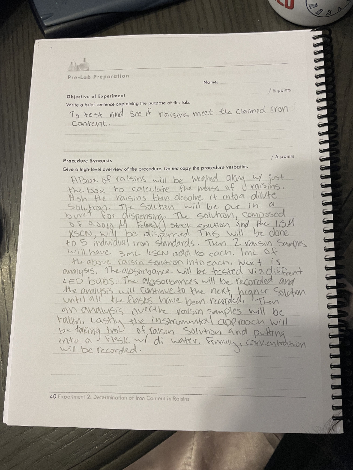 Chem Prelab 1 - Chem pre-lab number 1. - CHM 2046L - Studocu