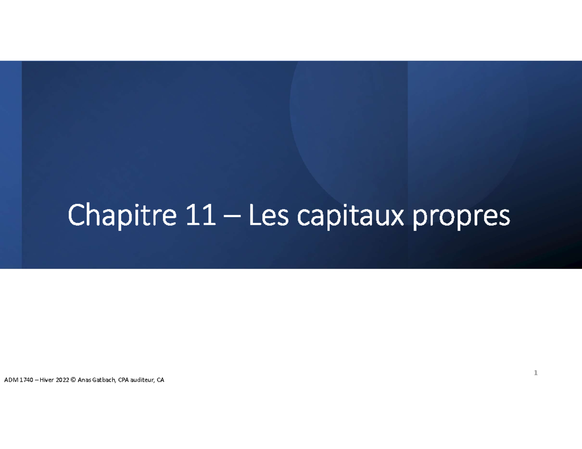 Ch 11 les capitaux propres partie 3 - Chapitre 11 – Les capitaux ...