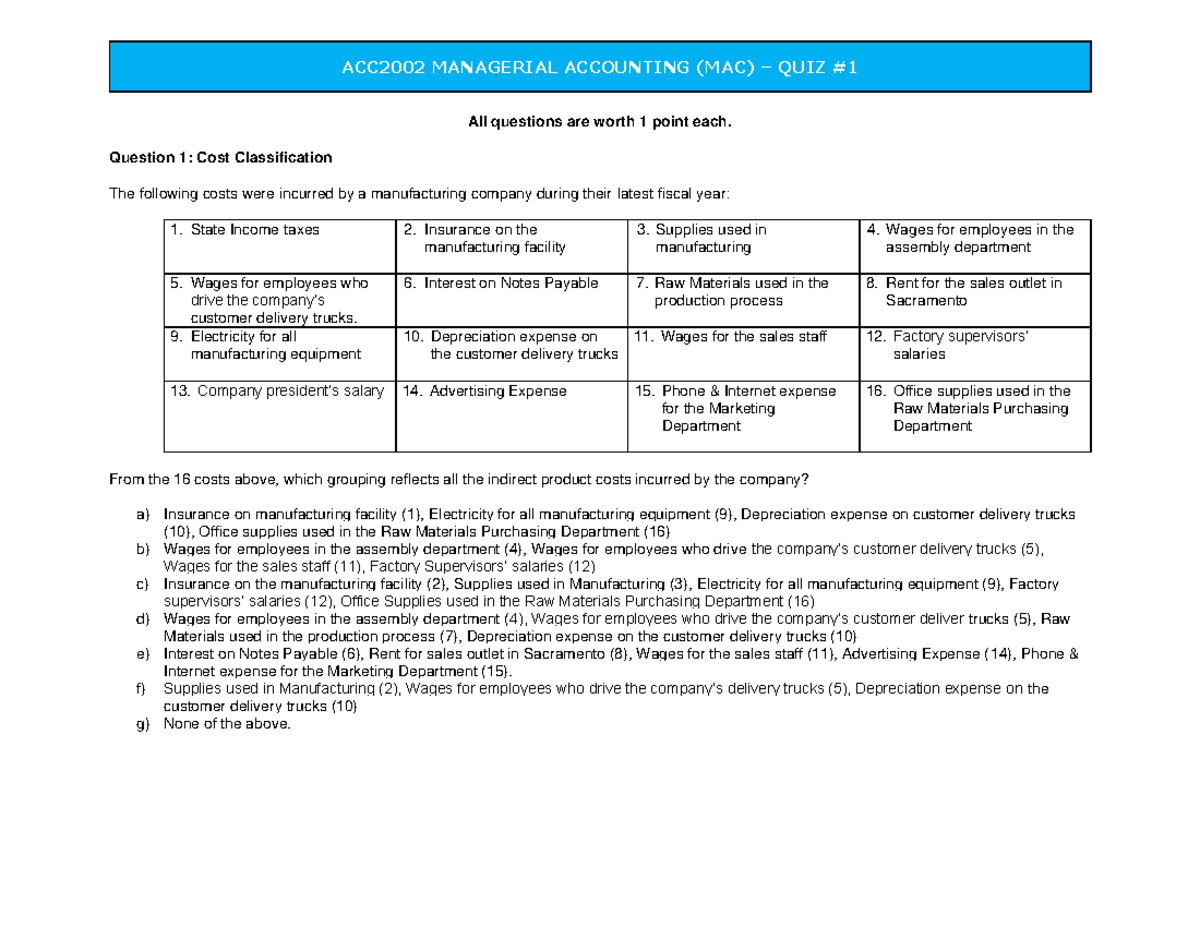 Quiz 1. ACC 2002 02-3-2023 - Printable, v(2 - All questions are worth 1 ...