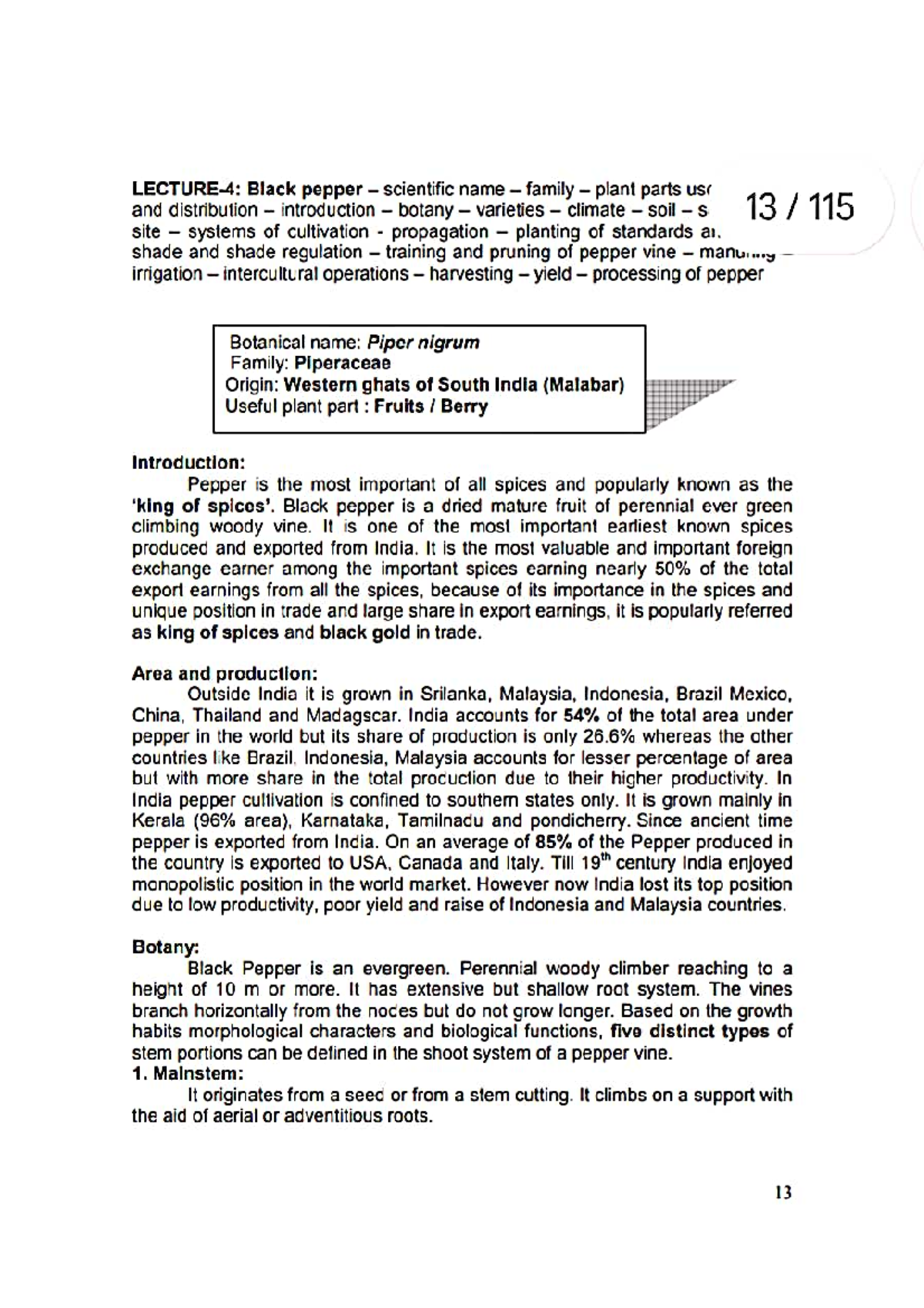 Black pepper pdf - HORTUS - Design Thinking - Studocu