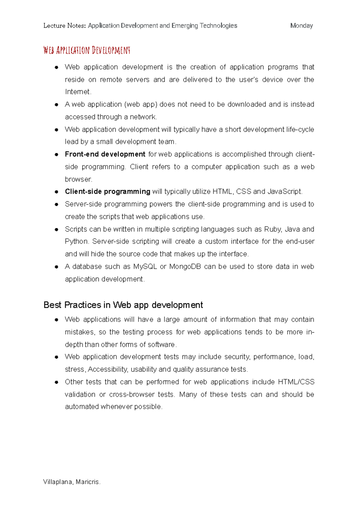 Web Application Developmentweek3 Lecture Notes Web Application
