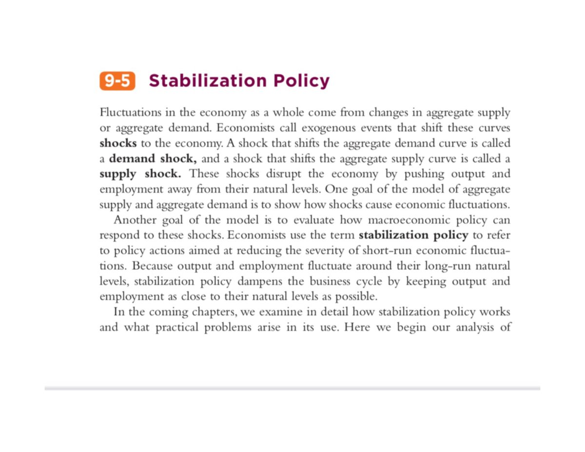 Stabilization Policy - MACRO ECONOMICS - Studocu