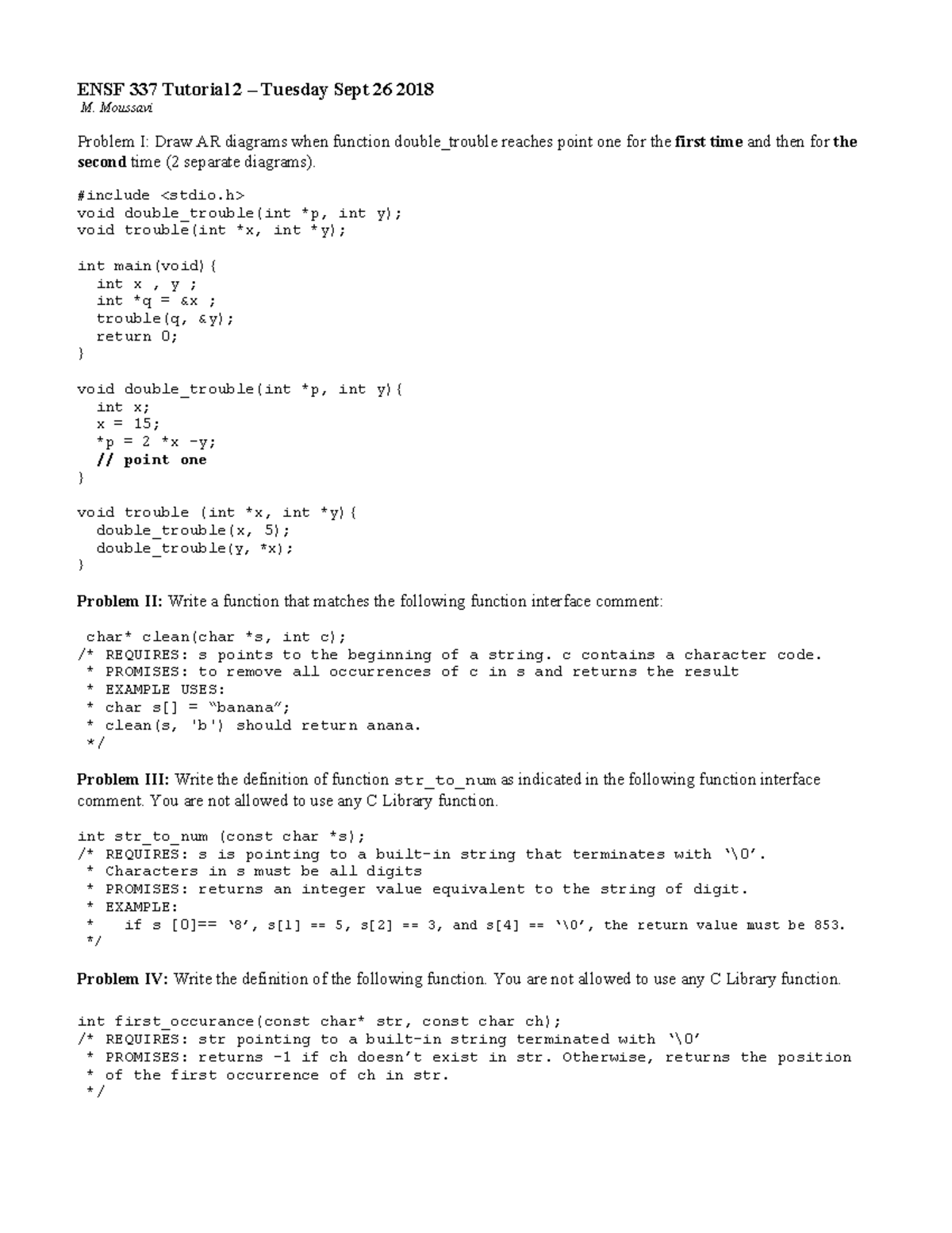 02 Tutorial Fall 2018 Ensf 337 Tutorial 2 Tuesday Sept 26 2018 M Moussavi Problem I Draw Ar 