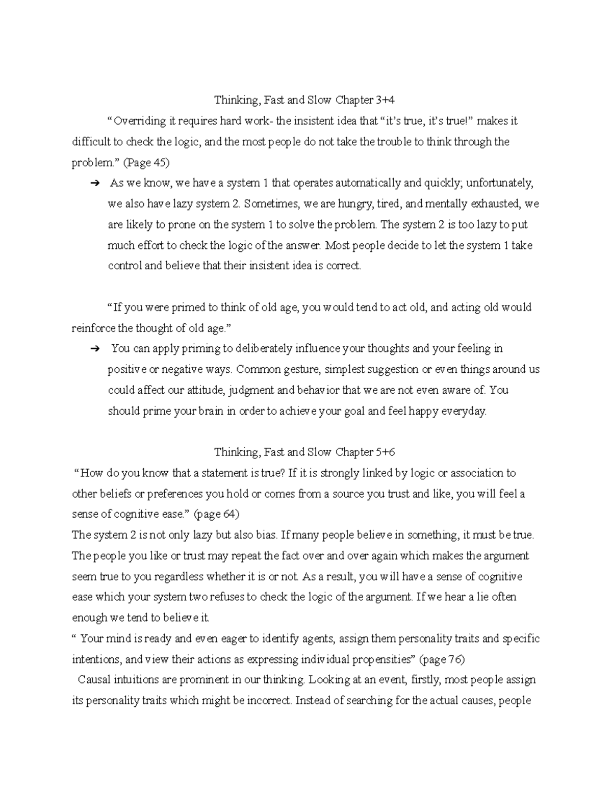 Thinking Fast and Slow Analyzing - Thinking, Fast and Slow Chapter 3 ...