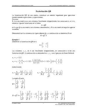 Formulario Algebra Lineal - FÓRMULARIO: ALGEBRA LINEAL ALGEBRA ...