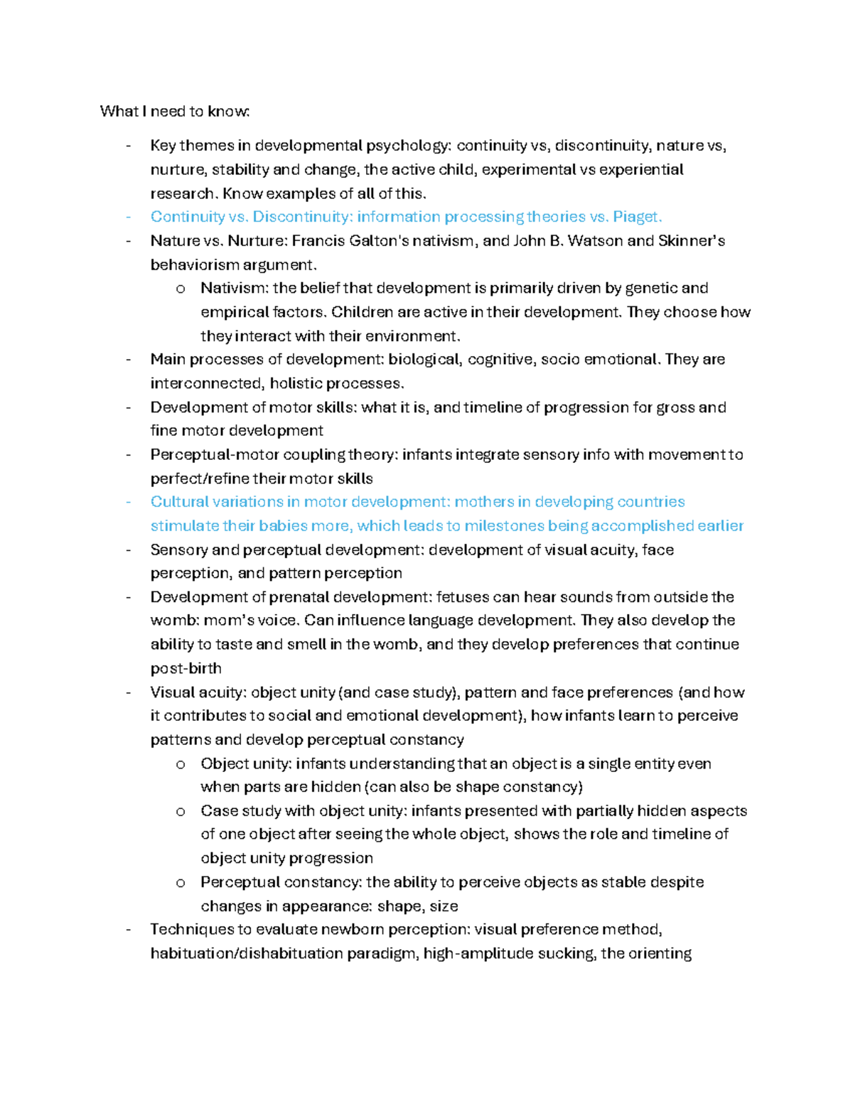 Socsci - developmental psych - What I need to know: - Key themes in ...