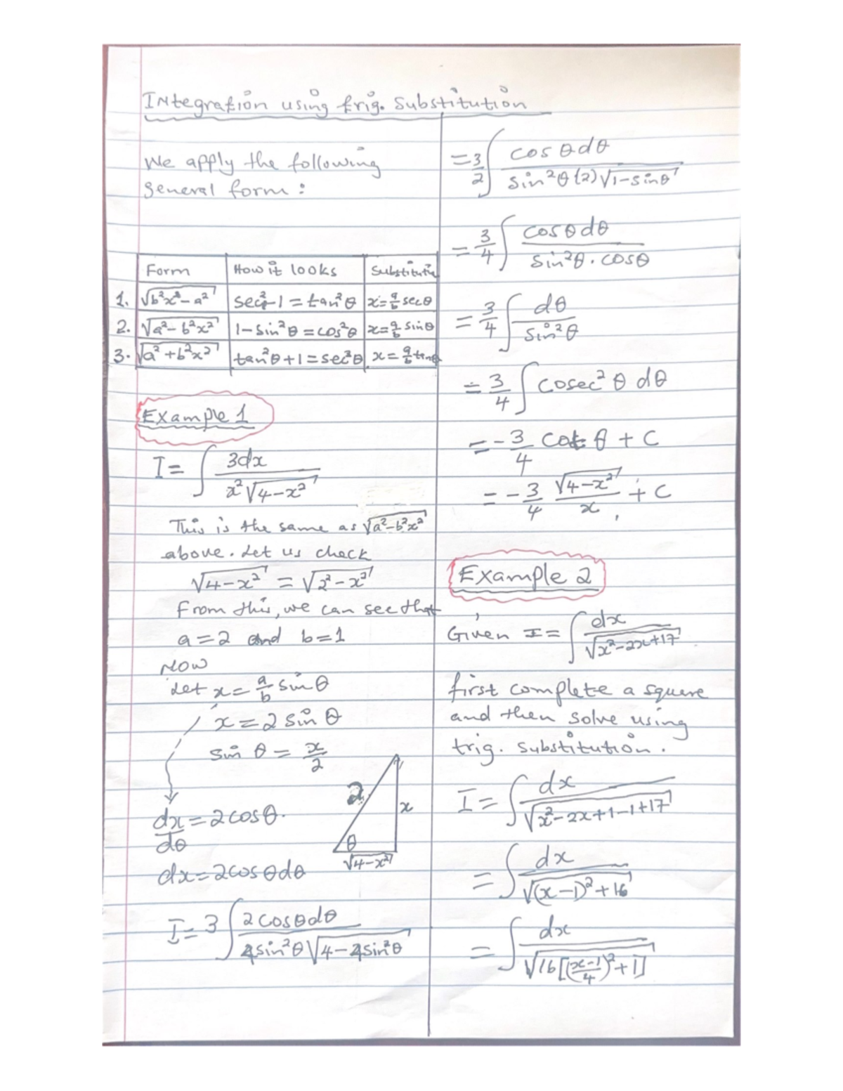 Integration Using Trig Substitution Integration Using Frig Substitution We Apply The