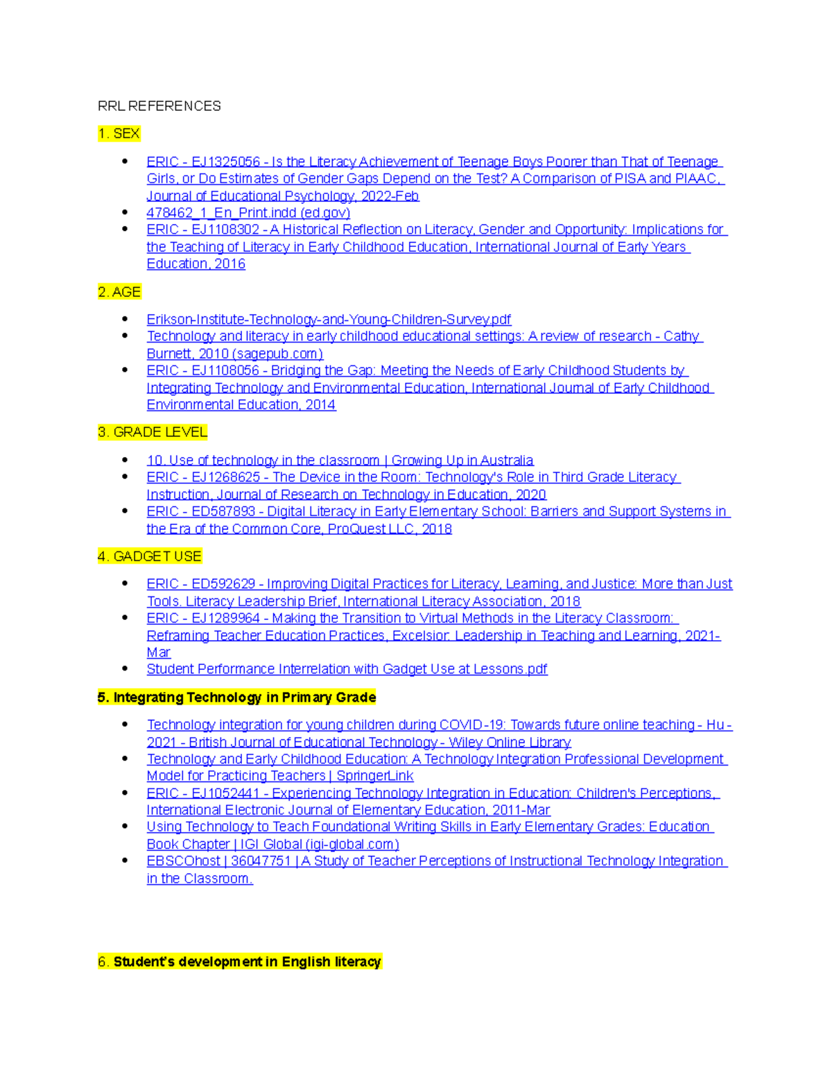 References - RRL REFERENCES 1. SEX ERIC - EJ1325056 - Is the Literacy ...