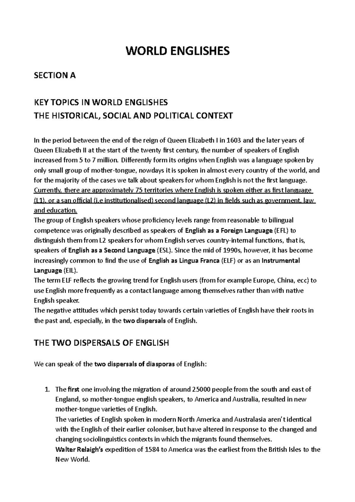 World Englishes - WORLD ENGLISHES SECTION A KEY TOPICS IN WORLD ...
