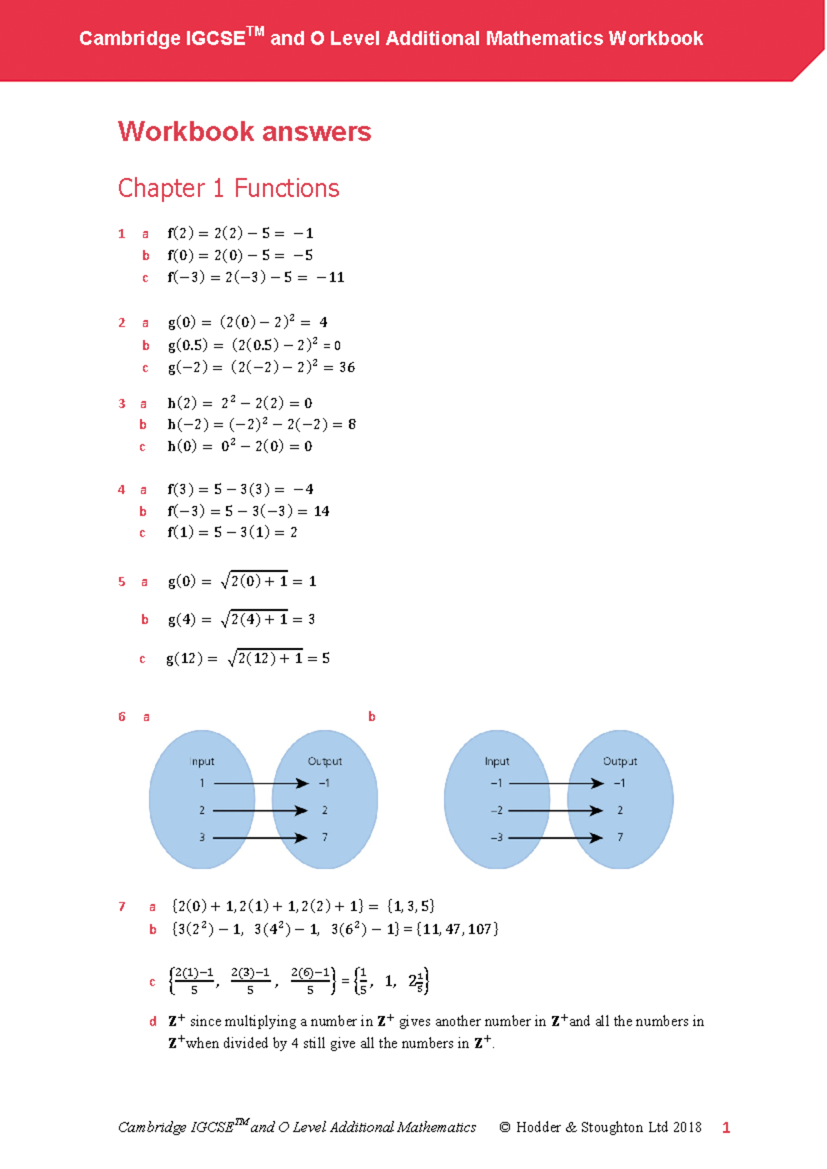 Workbook Answers Cambridge Igcsetm And O Level Additional Mathematics Workbook Cambridge