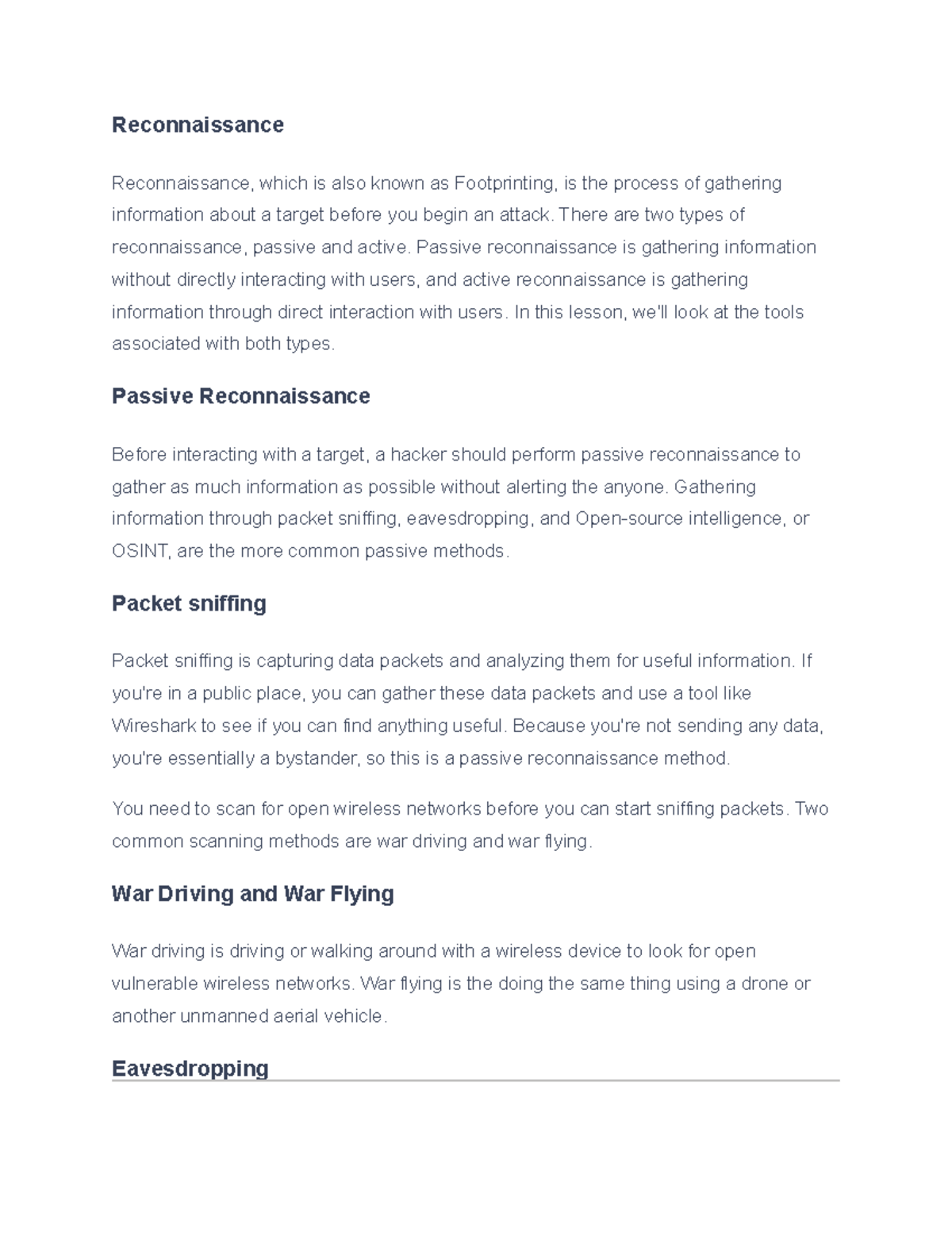 11.2.4 Reconnaissance - Reconnaissance Reconnaissance, which is also ...