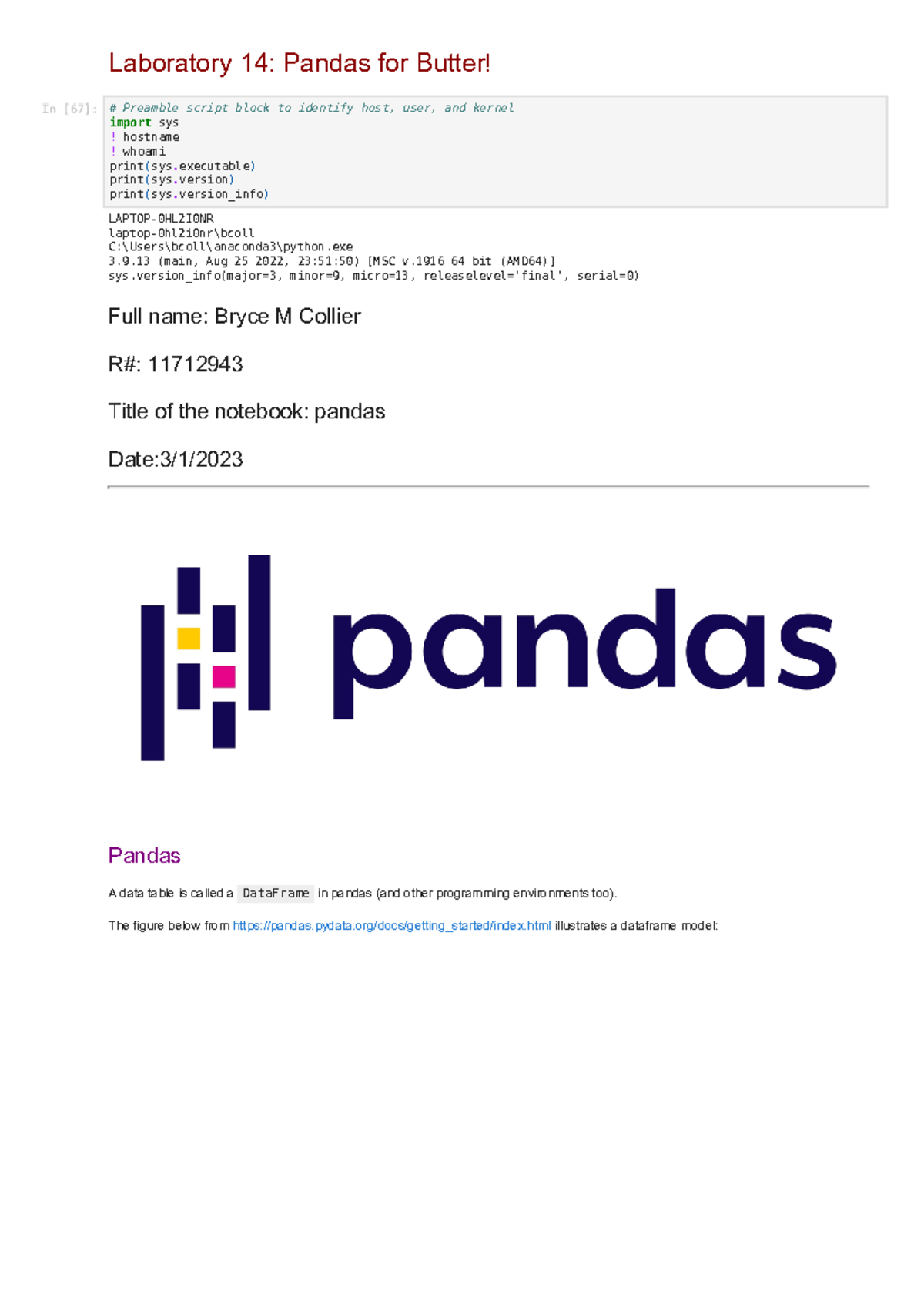 Lab14 - Lab 14 working with .csv files and Pandas - Laboratory 14: Pandas for Butter ...