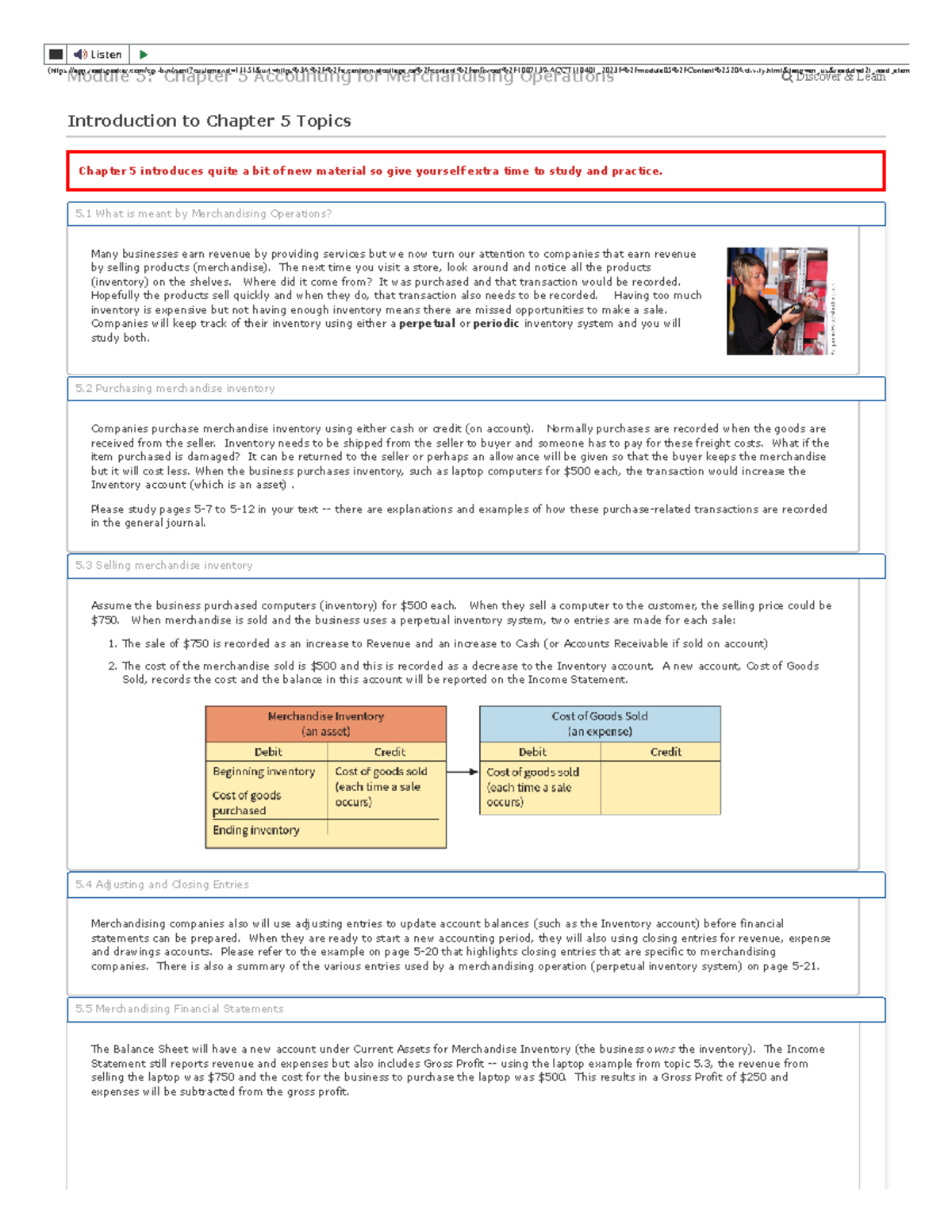 Chapter 5 Textbook - 23F -Accounting Fundamentals 1 (SEC. 401) - Module ...