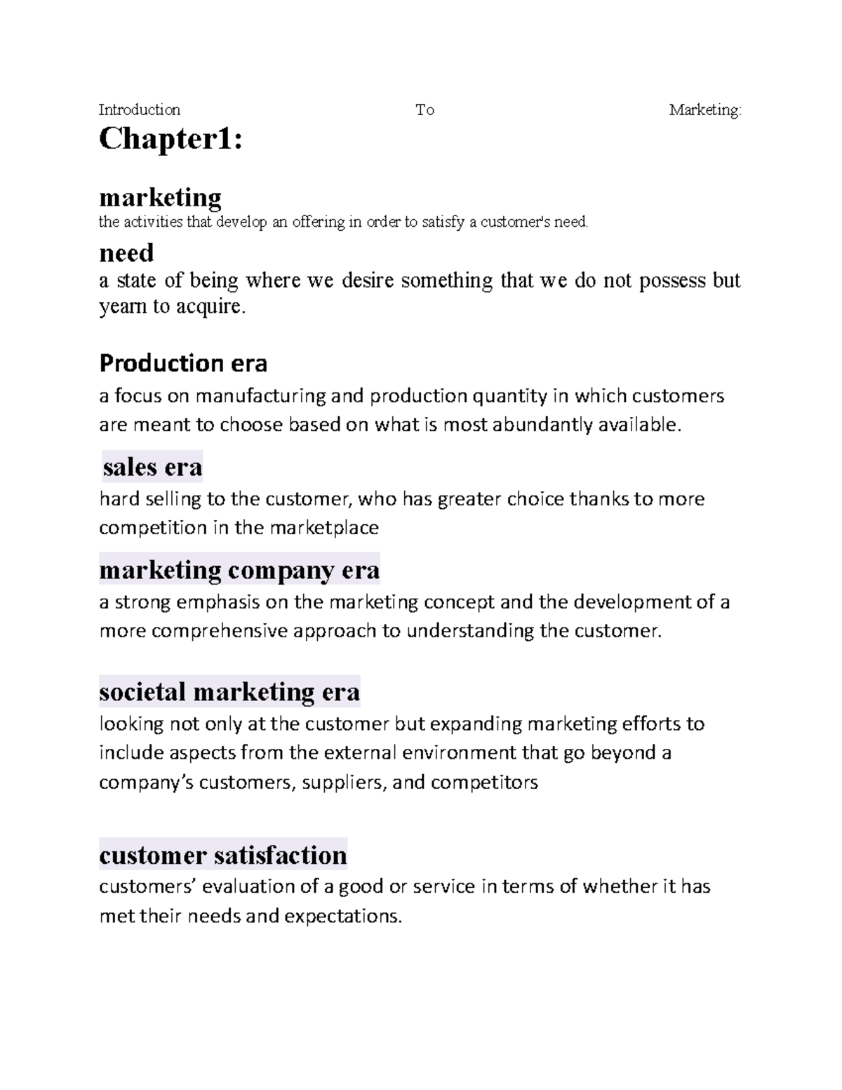 Introduction To Marketing - Introduction To Marketing: Chapter1 ...
