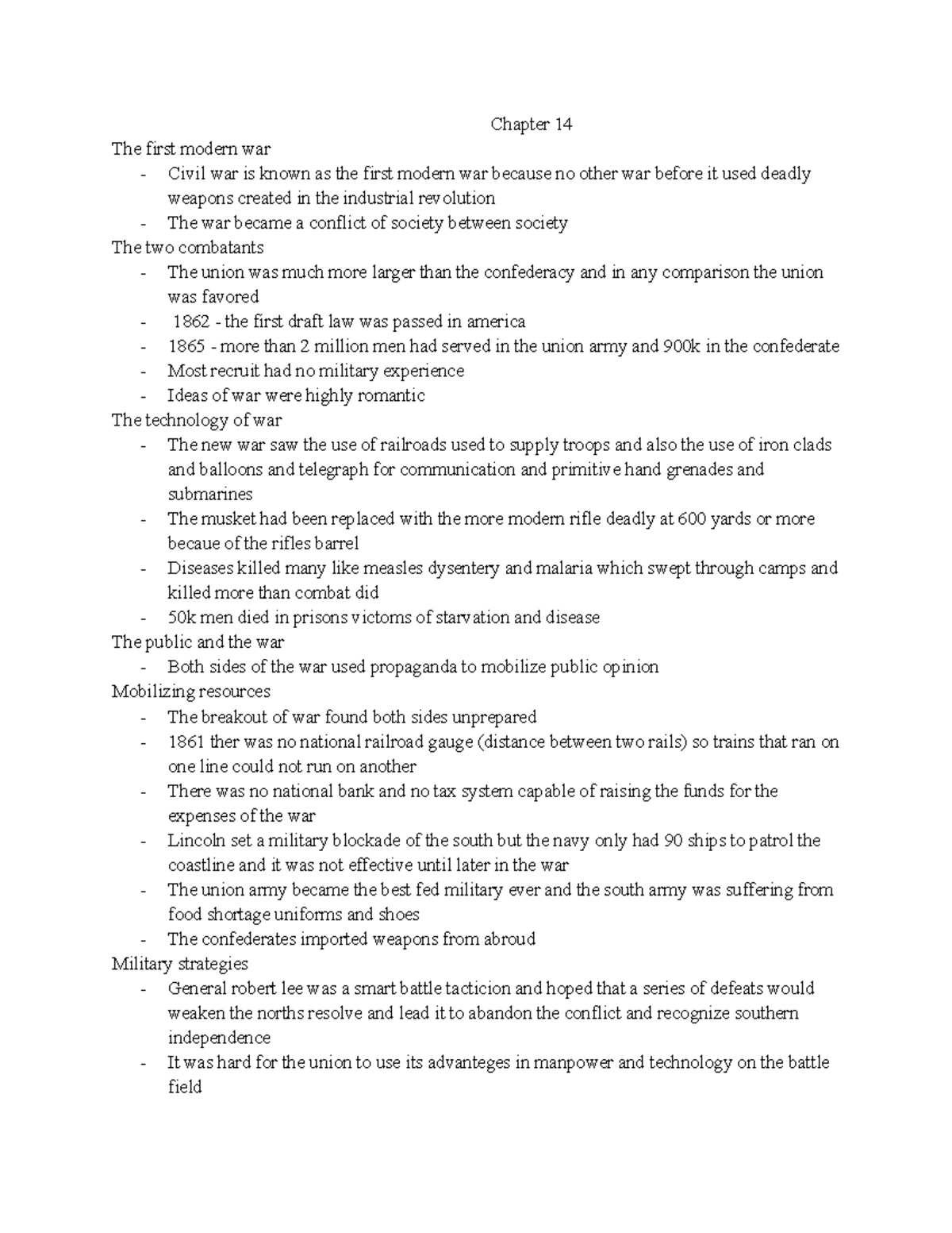 Chapter 14 - Chapter 14 The first modern war Civil war is known as the ...