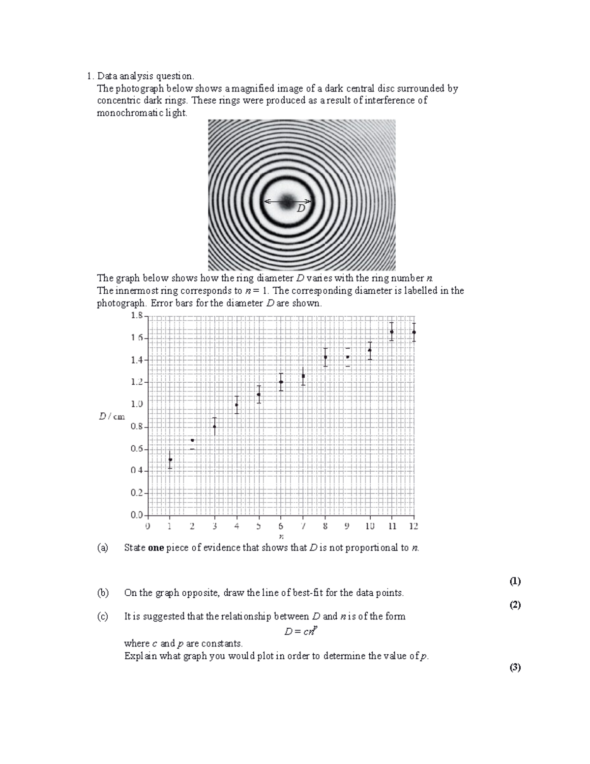 Practice IB questions - 1. Data analysis question. The photograph below ...