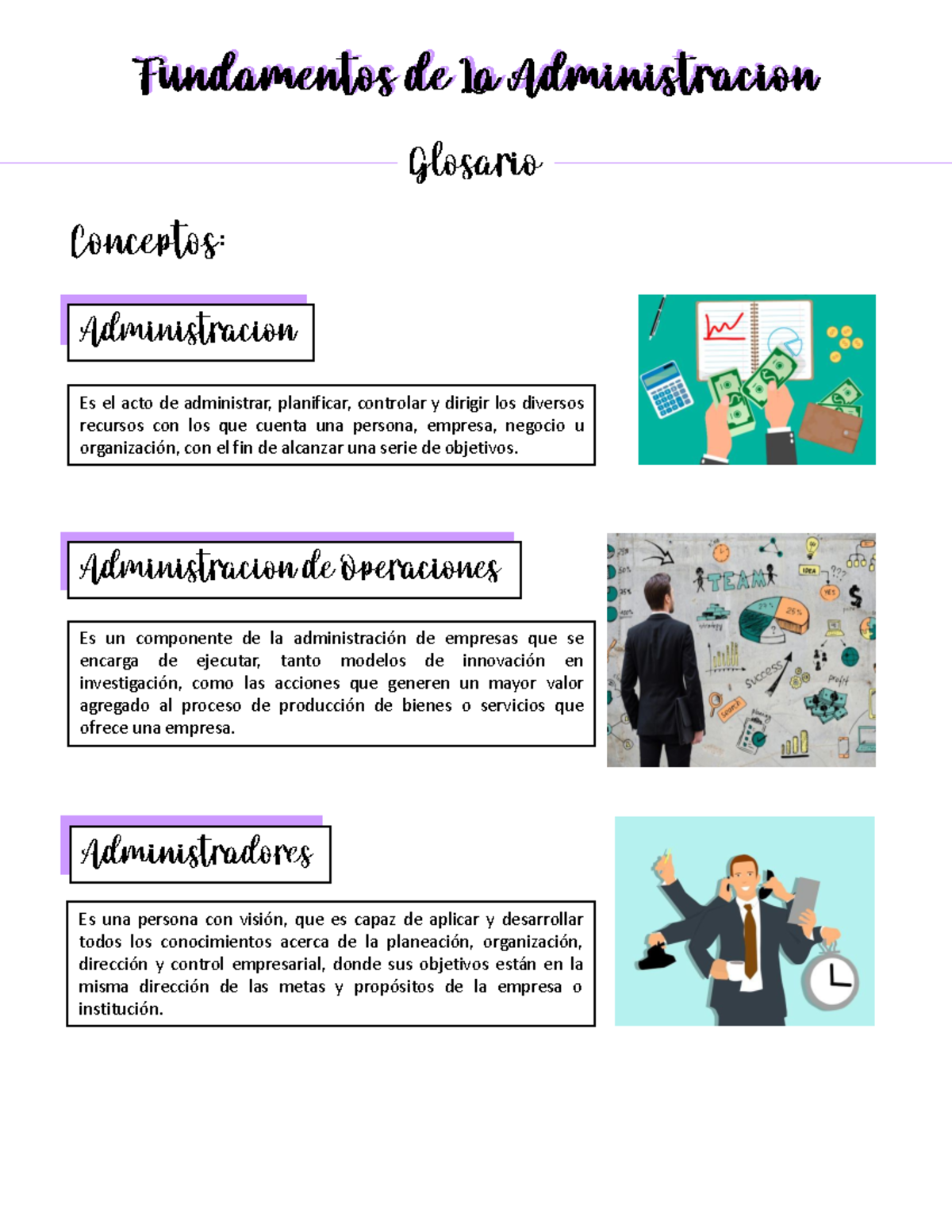 Glosario FA - Es el acto de administrar, planificar, controlar y ...