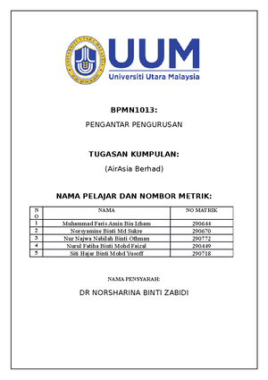 principle of management - A221 BPMN 1013 PRINCIPLES OF MANAGEMENT GROUP S GROUP 16 GROUP ...
