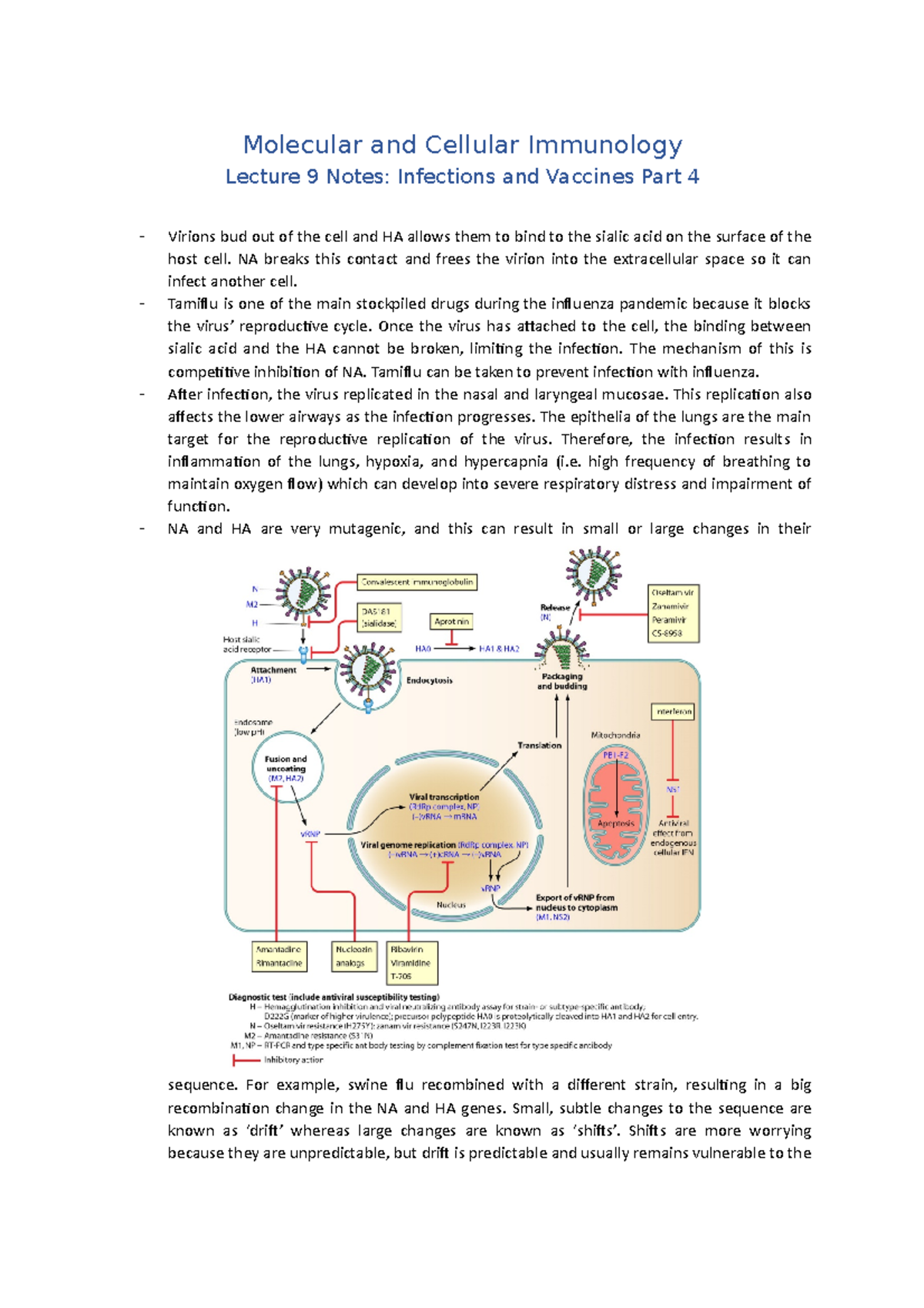Lecture 9 Notes (Infections and Vaccines Part 4) - Molecular and ...