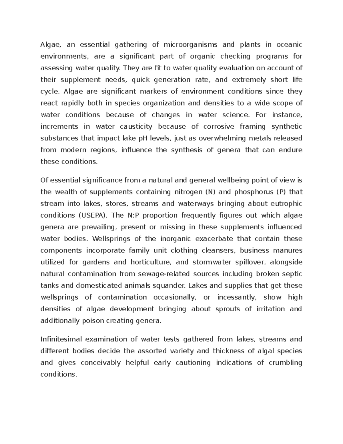 Chemistry 2 - Lecture Notes - Algae, an essential gathering of ...