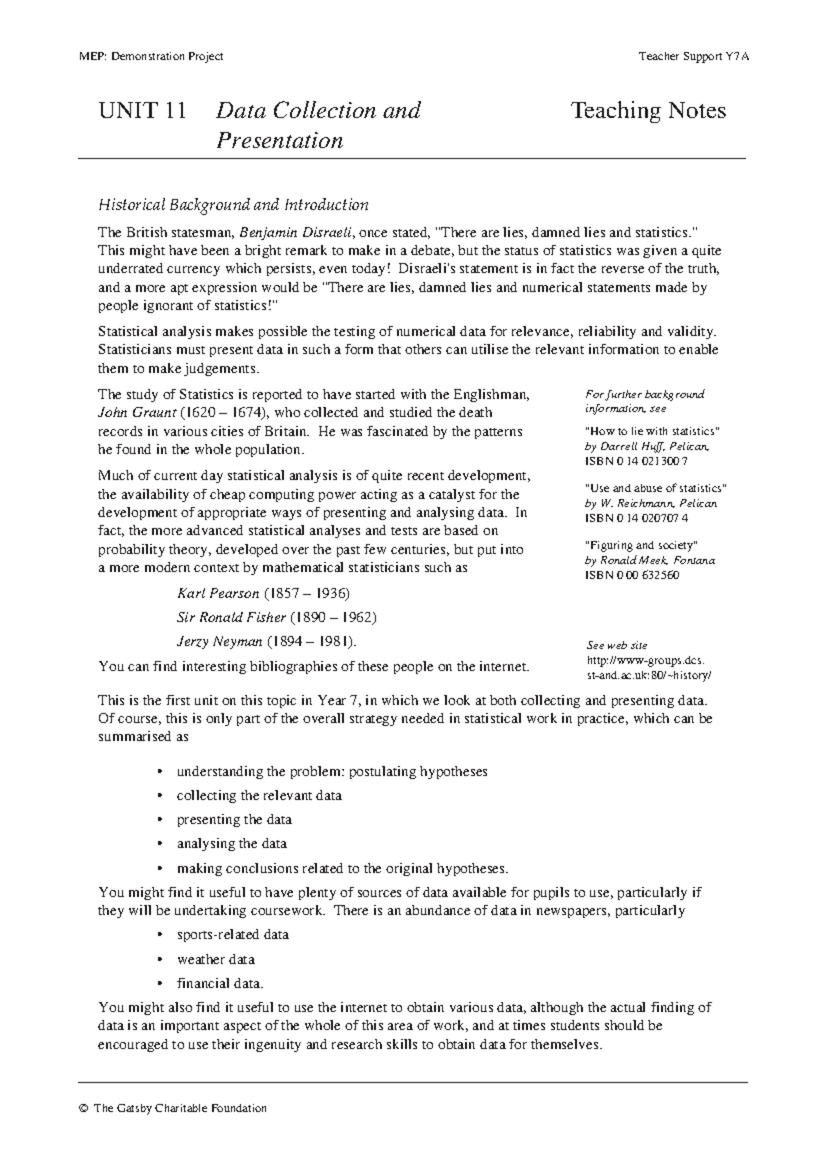 Unit 11 Data collection and presentation teaching notes - MEP ...