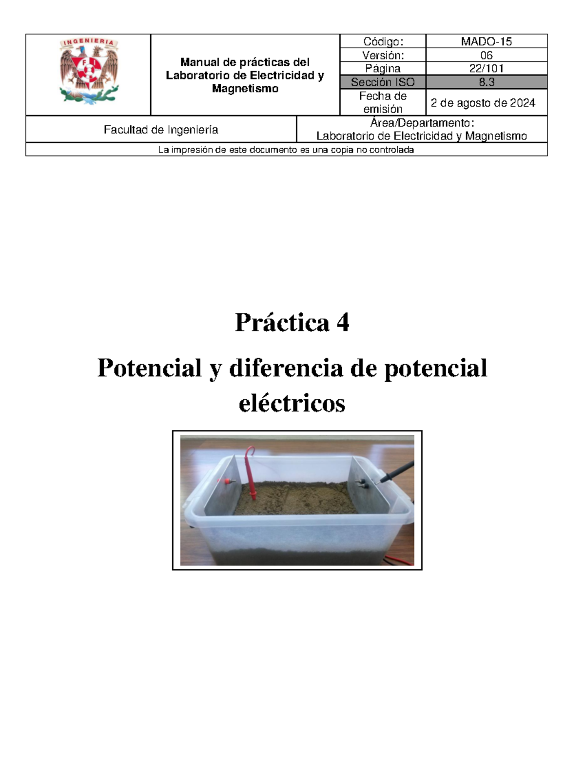 MADO15MP - lab - Electricidad y Magnetismo - Manual de prácticas del Laboratorio de Electricidad ...