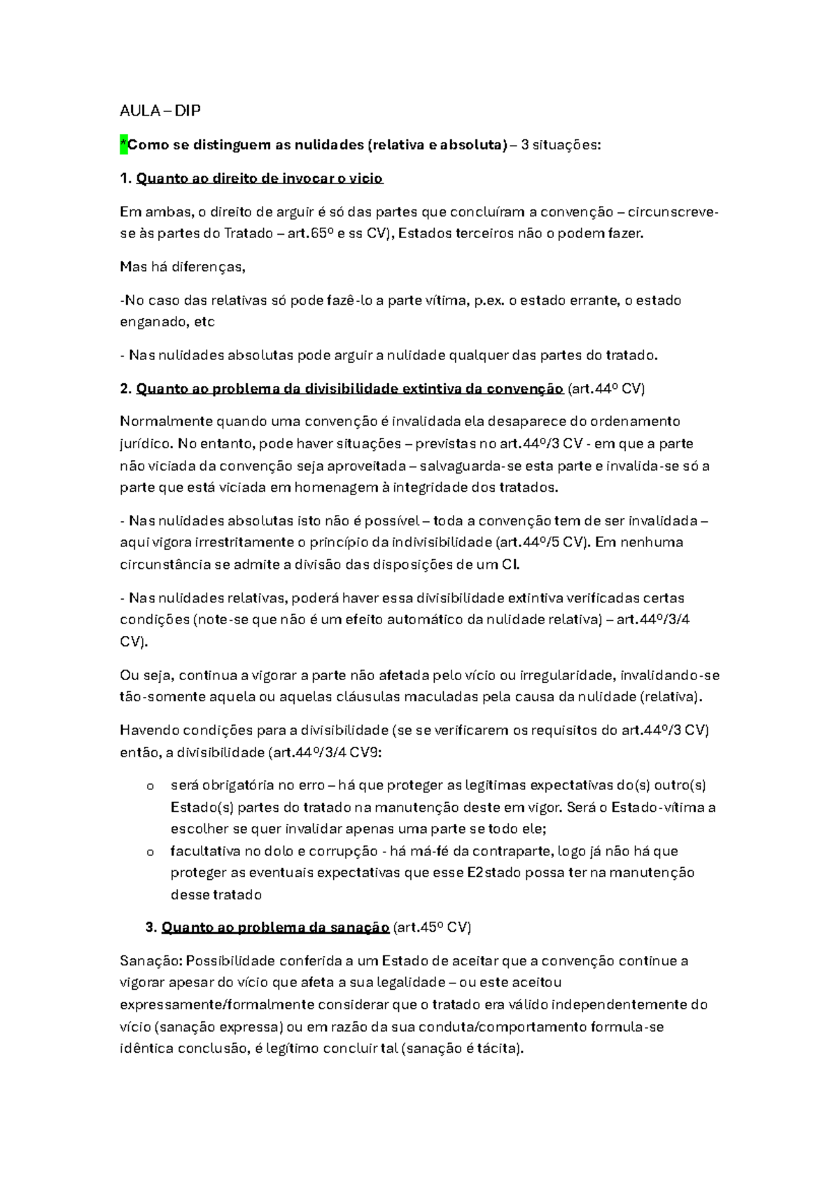 AULA DIP - Aula - AULA – DIP *Como se distinguem as nulidades (relativa e absoluta) – 3 ...