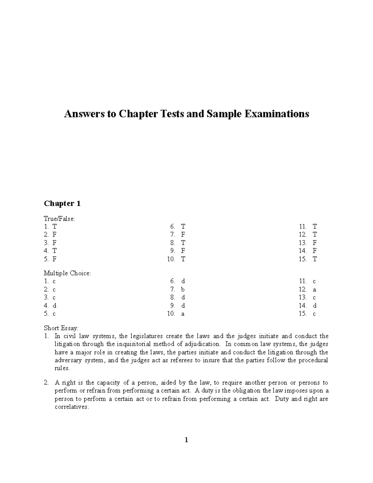 Study Guide Answers WITH Updated Chapter Numbers - Answers to Chapter ...