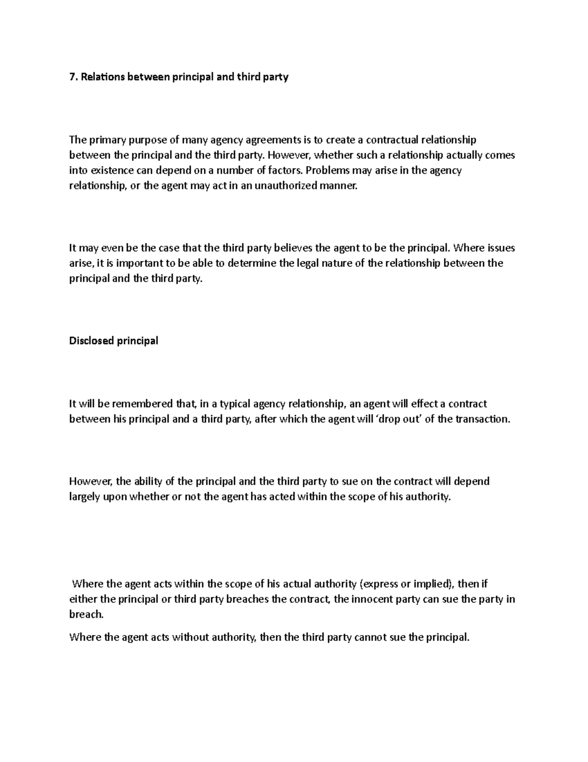 7. Relations between principal and third party - 7. Relations between ...