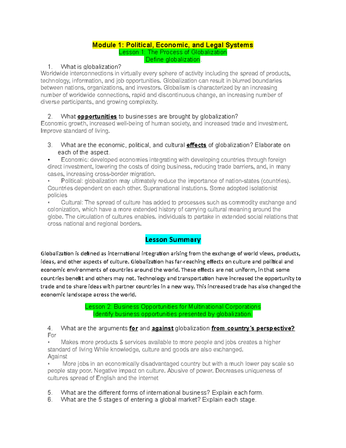 Module 1 Political, Economic, and Legal Systems - Module 1: Political ...