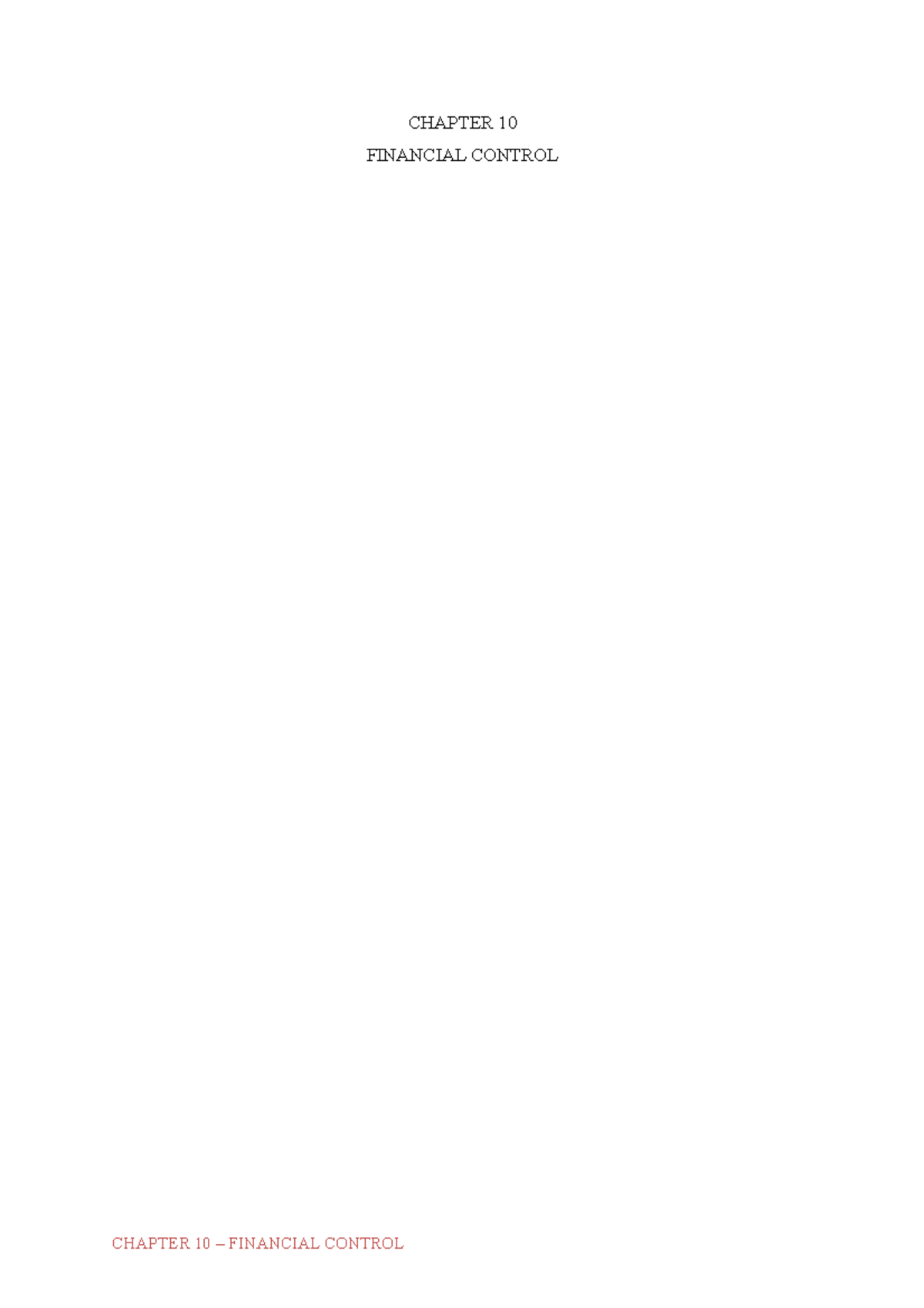 BAB 10 Financial Control - Kelompok 5 - CHAPTER 10 FINANCIAL CONTROL ...