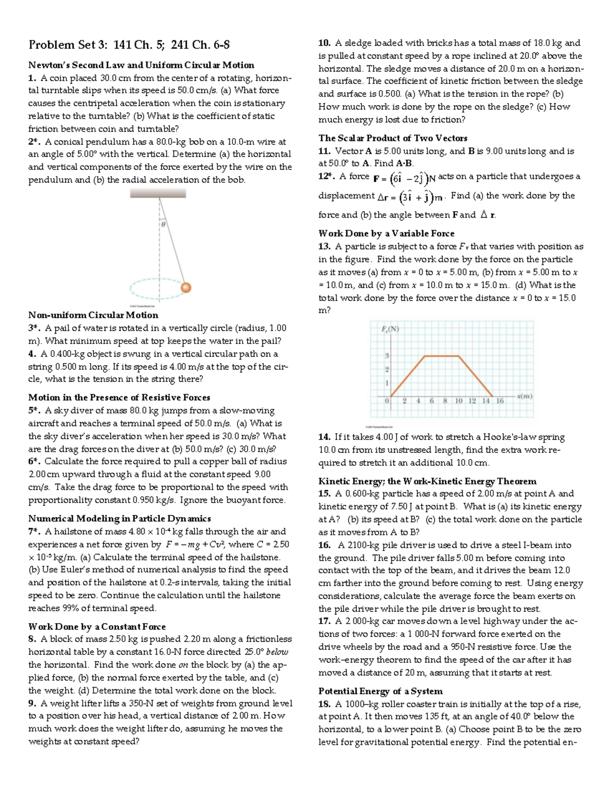Physics - practice problems 3 - Problem Set 3: 141 Ch. 5; 241 Ch. 6 ...