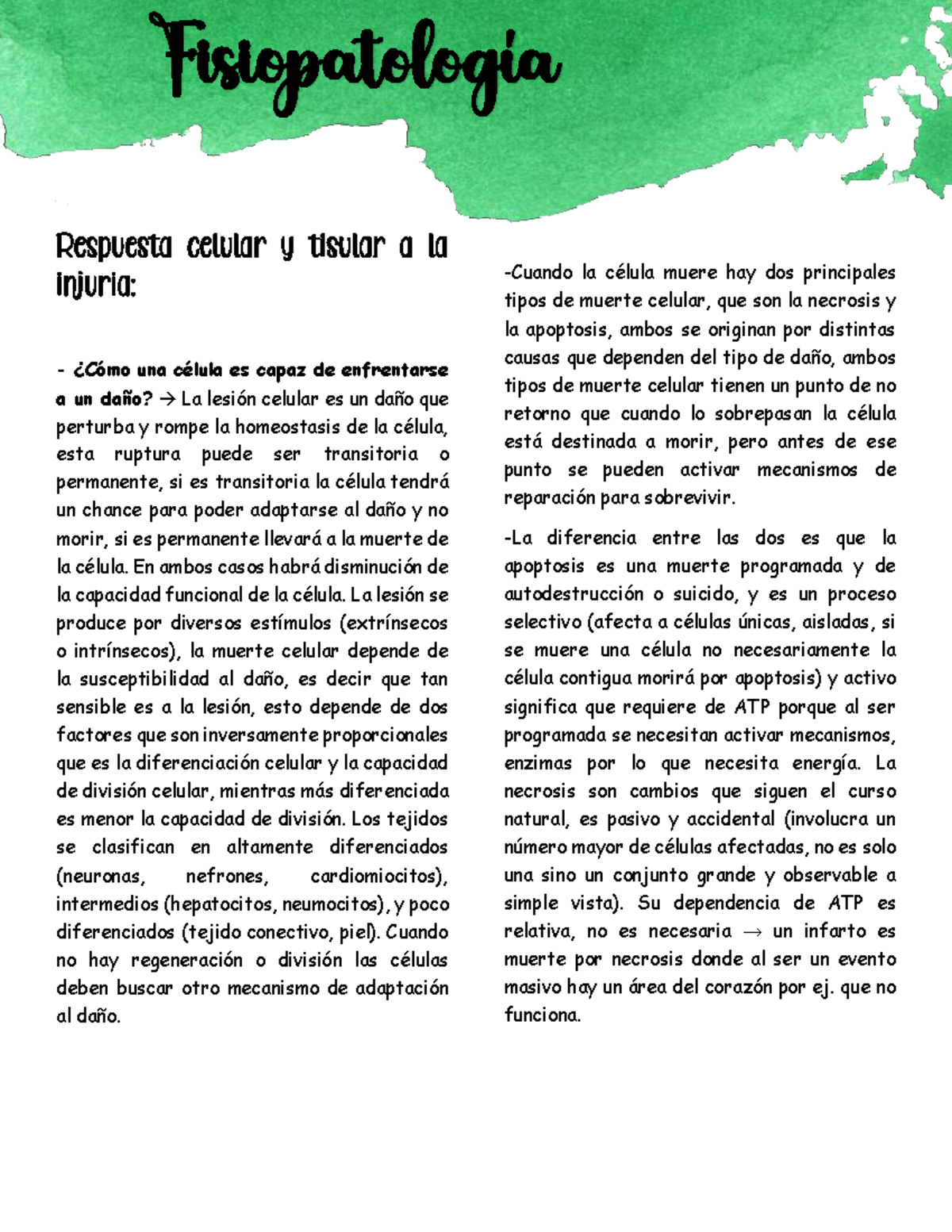 Fisiopato Resp celular y tisular a la injuria - Respuesta celular y ...