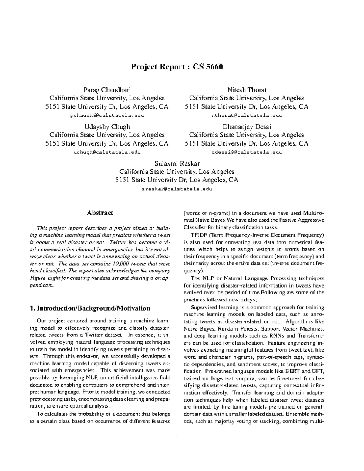 CS 5660 Final Project Report - Project Report : CS 5660 Parag Chaudhari ...
