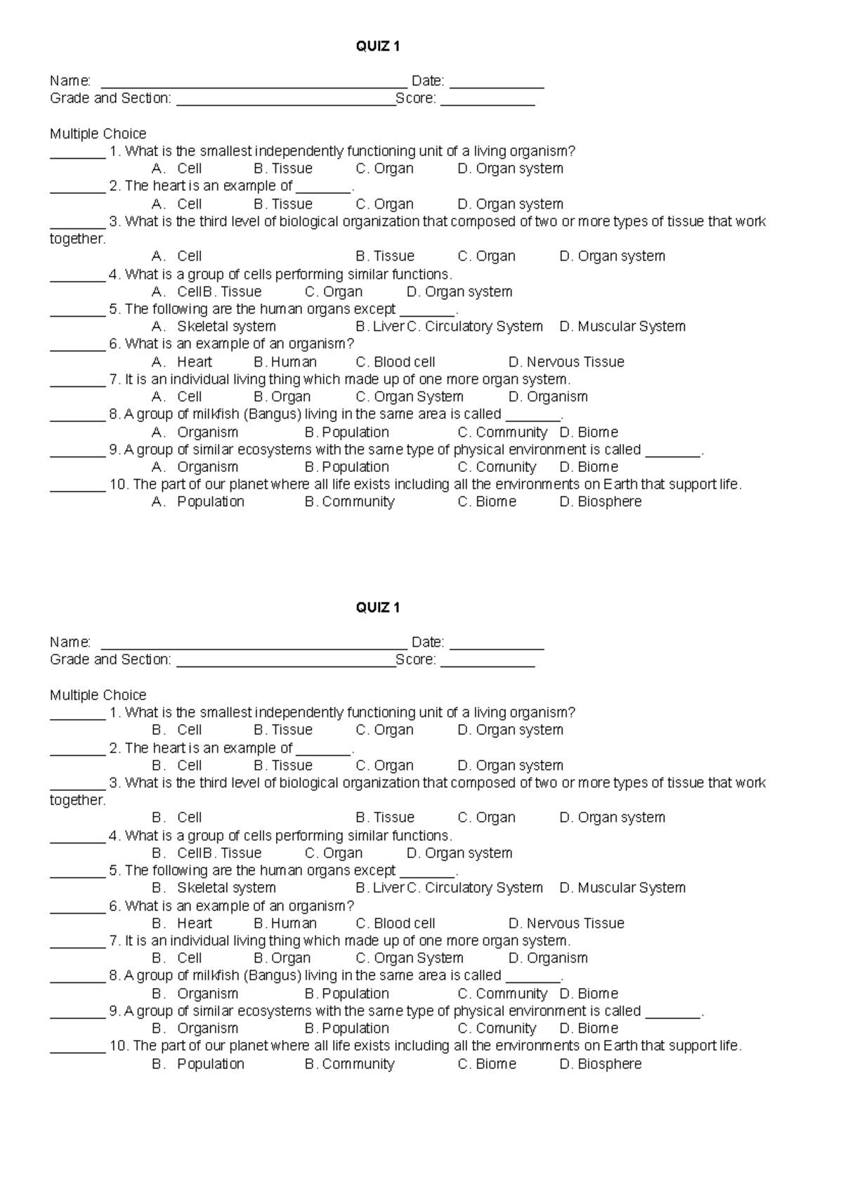 Quizzes Q2 - learning materials - QUIZ 1 Name: _______________________________________ Date ...