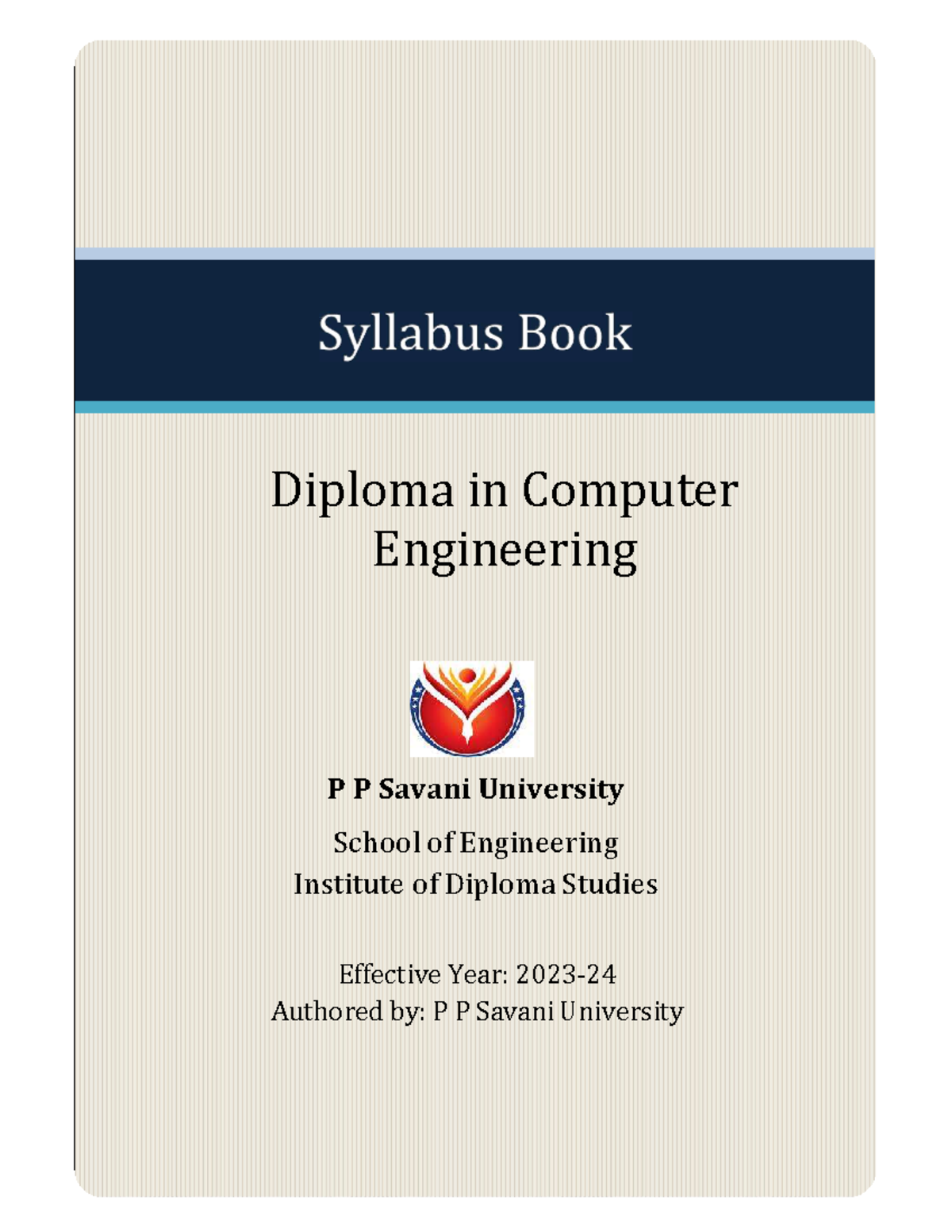 Third Year-Syllabus-PPSU - Effective Year: 2023- Authored by: P P ...