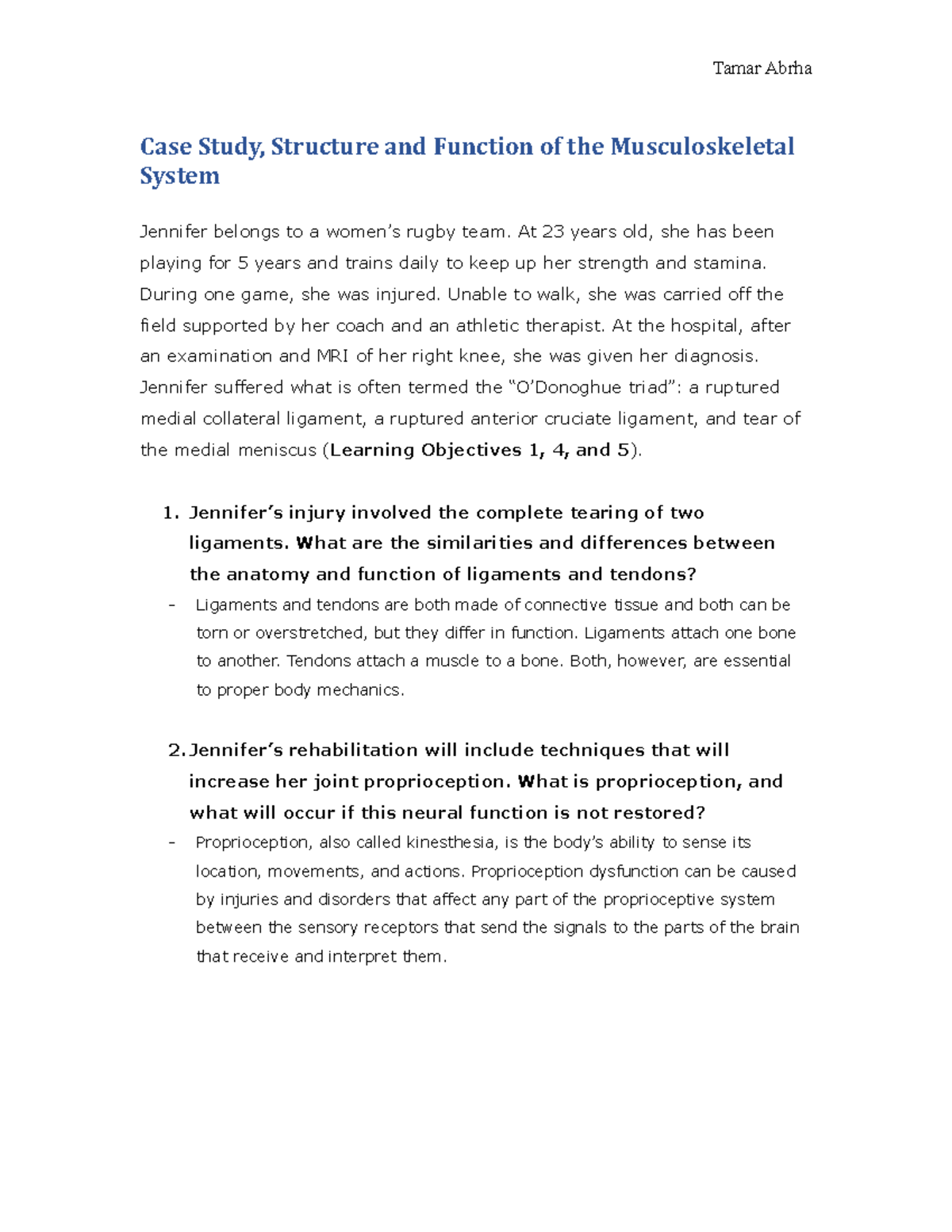 Case Study, Musculoskeletal, structure.docx - Tamar Abrha Case Study ...
