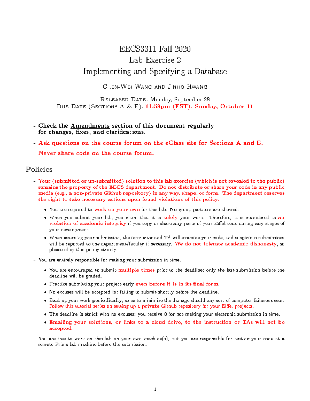 EECS3311 F20 Lab 2 - practicd - EECS3311 Fall 2020 Lab Exercise 2 Implementing and Specifying a ...