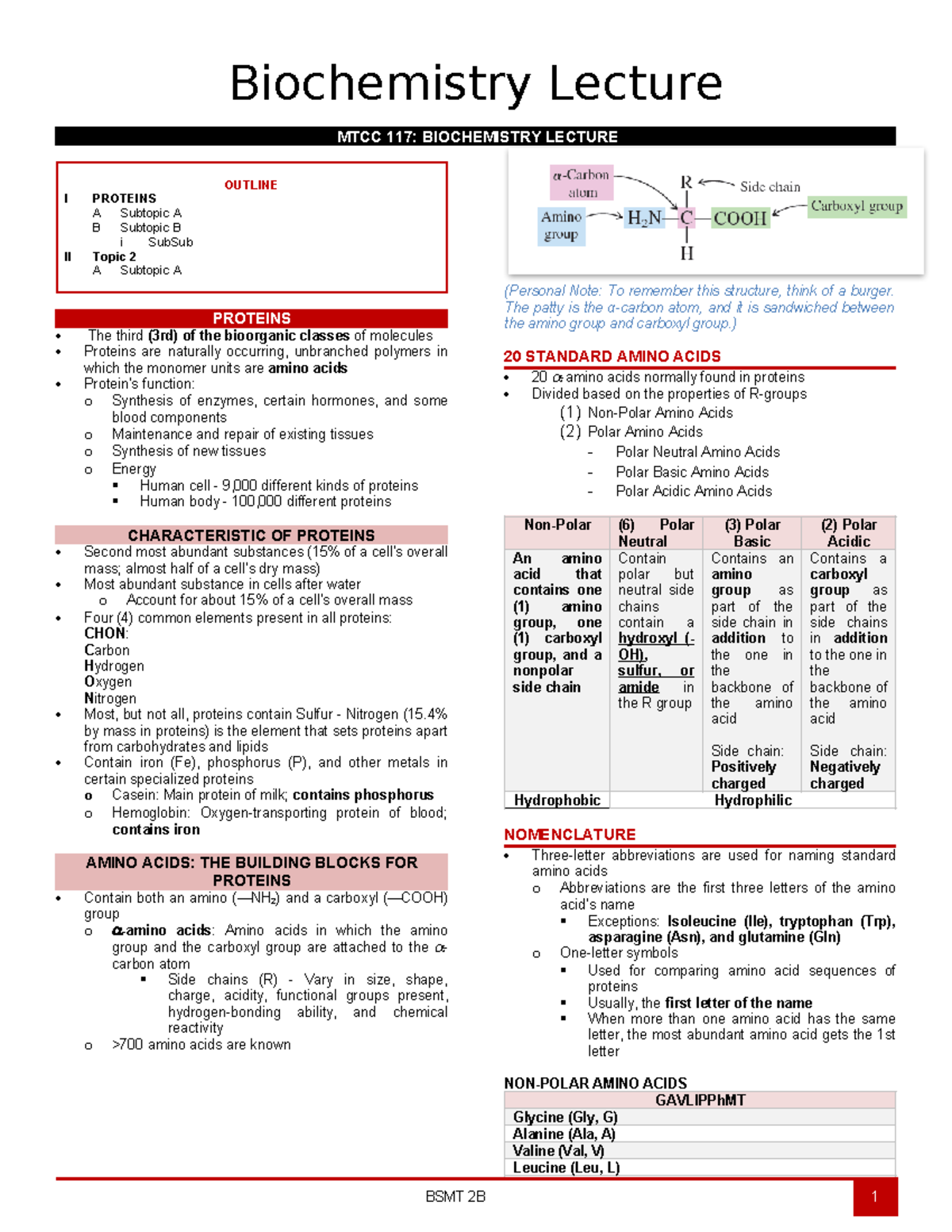 Proteins- Transes - Biochemistry Lecture MTCC 117: BIOCHEMISTRY LECTURE ...