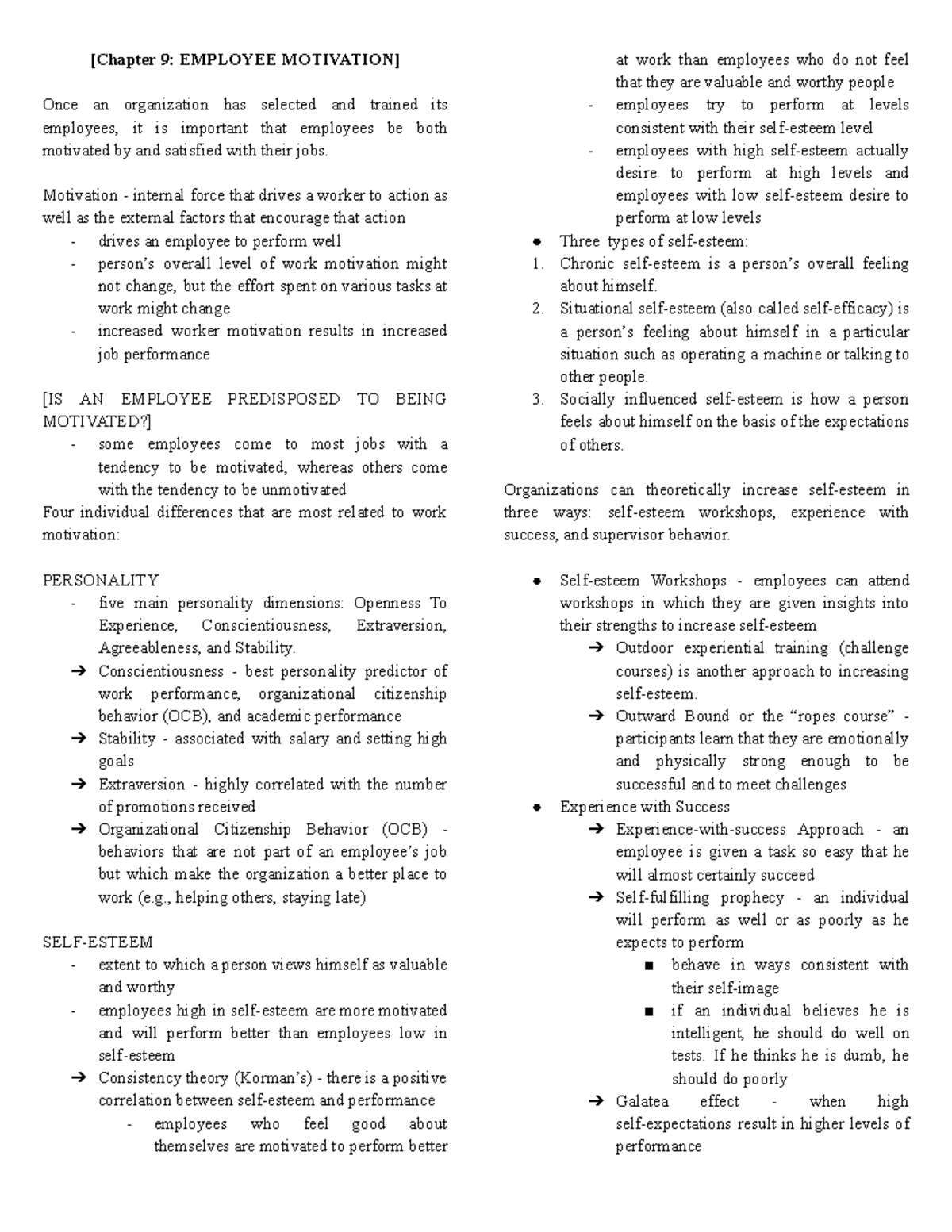 Industrial/Organizational Psychology Chapter 9 - [Chapter 9: EMPLOYEE ...