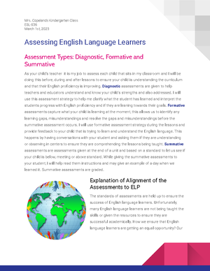 [Solved] Describe experiences you had throughout your ESL ...