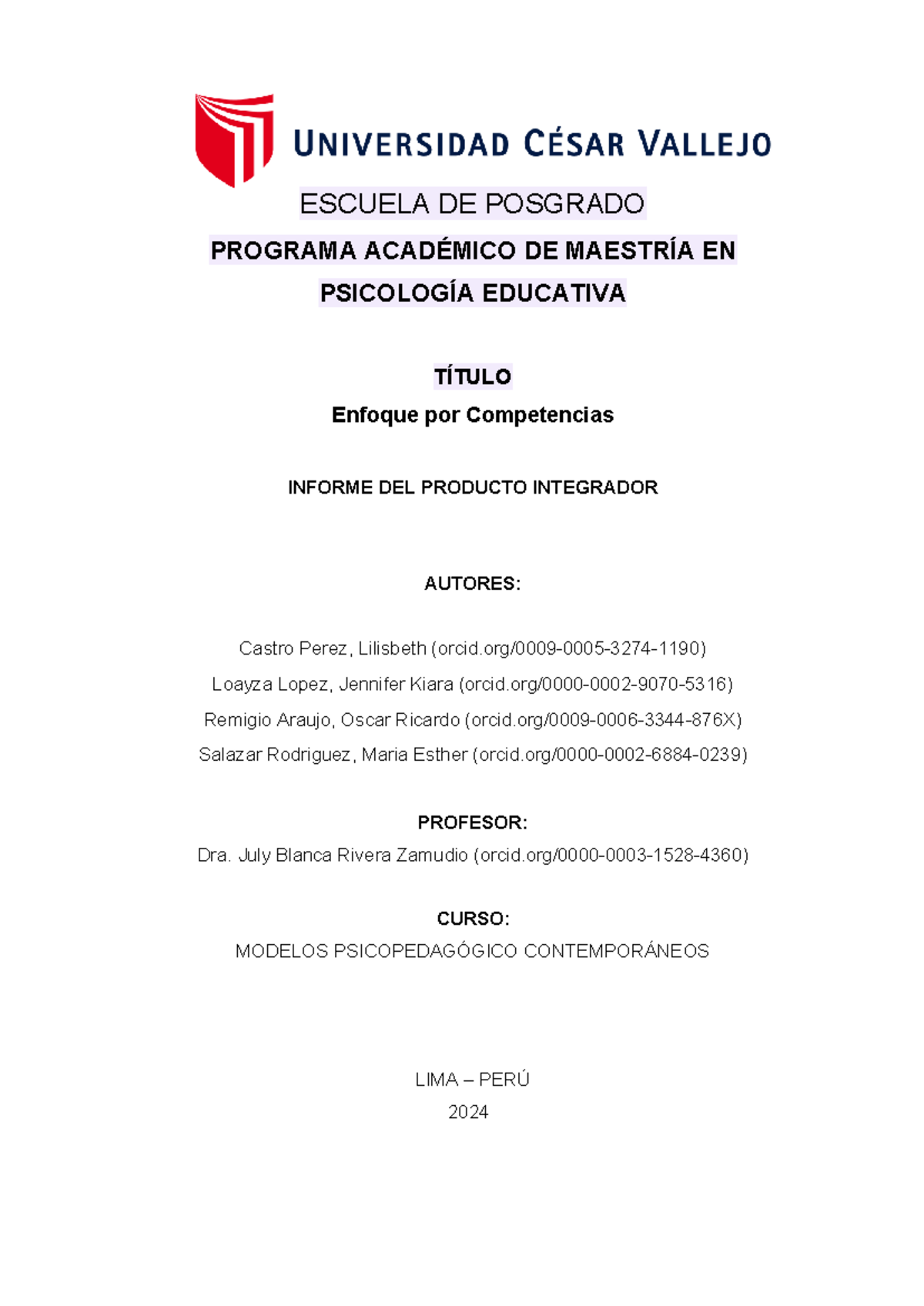 Proyecto final modelos - ESCUELA DE POSGRADO PROGRAMA ACADÉMICO DE ...