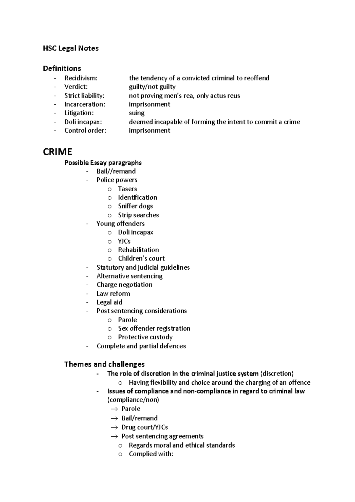 Extensive Notes on Entire Topics (Crime, World Order & Family Law ...