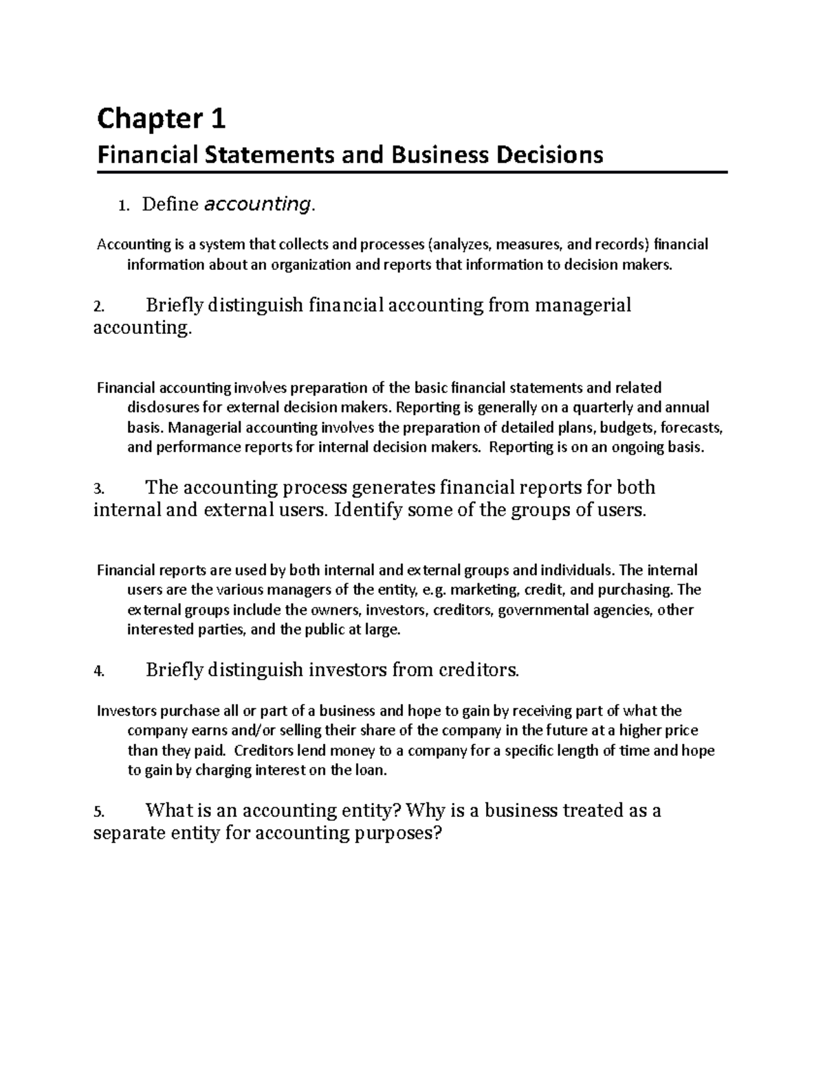 Chapter 1 text book answers for the descriptive questions - Chapter 1 ...