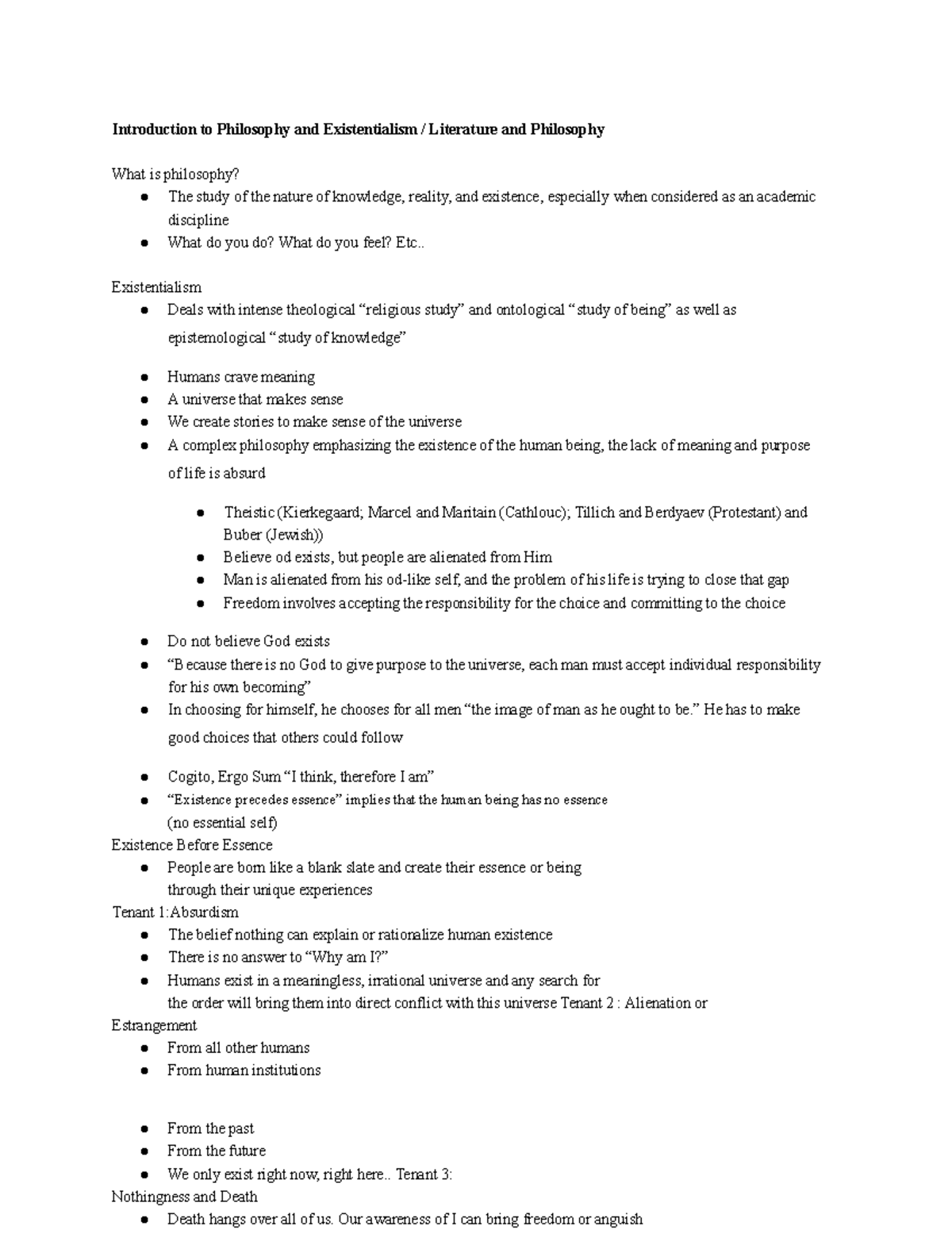 Introduction to Philosophy and Existentialism - . Existentialism Deals ...