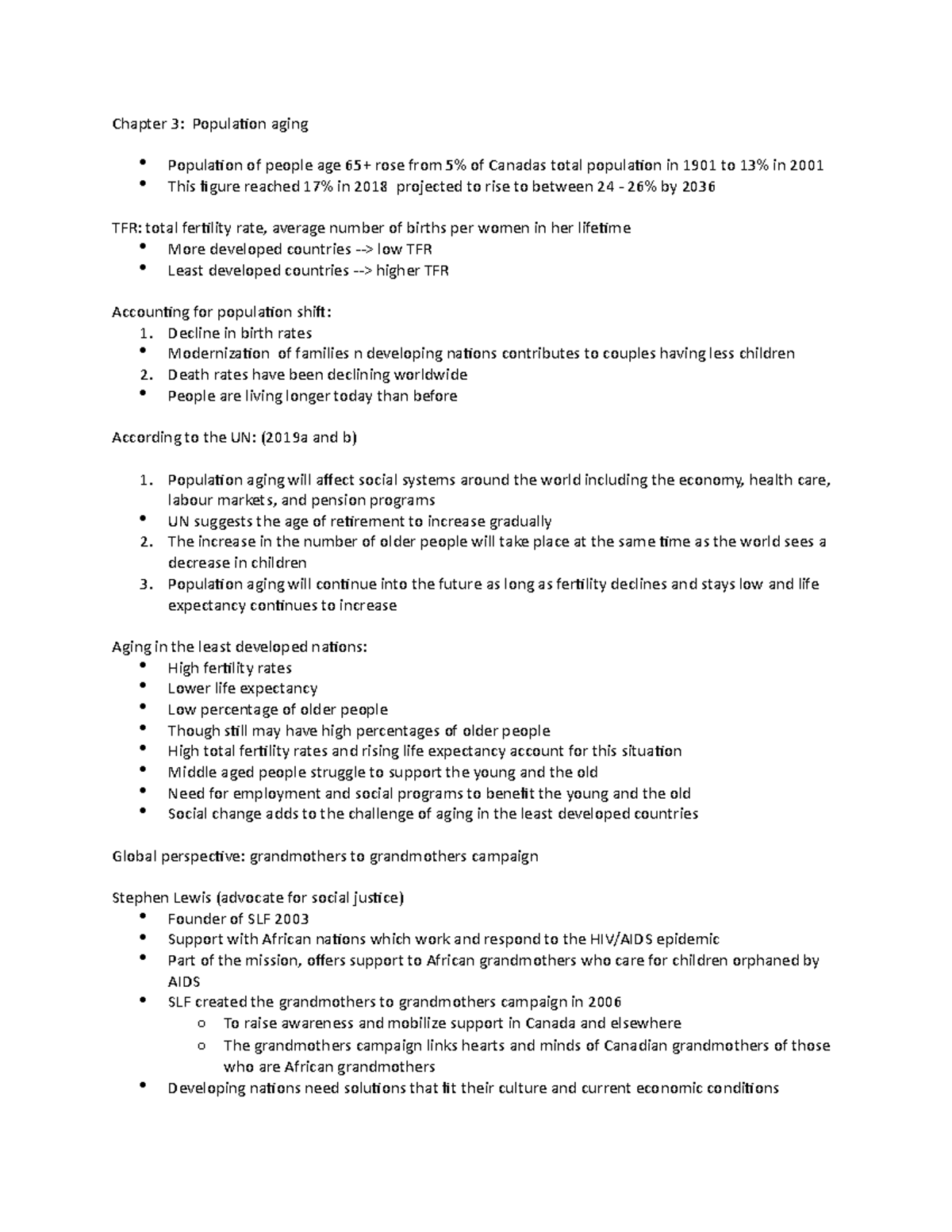 Week 2 againg populations reading summary - Chapter 3: Population aging ...