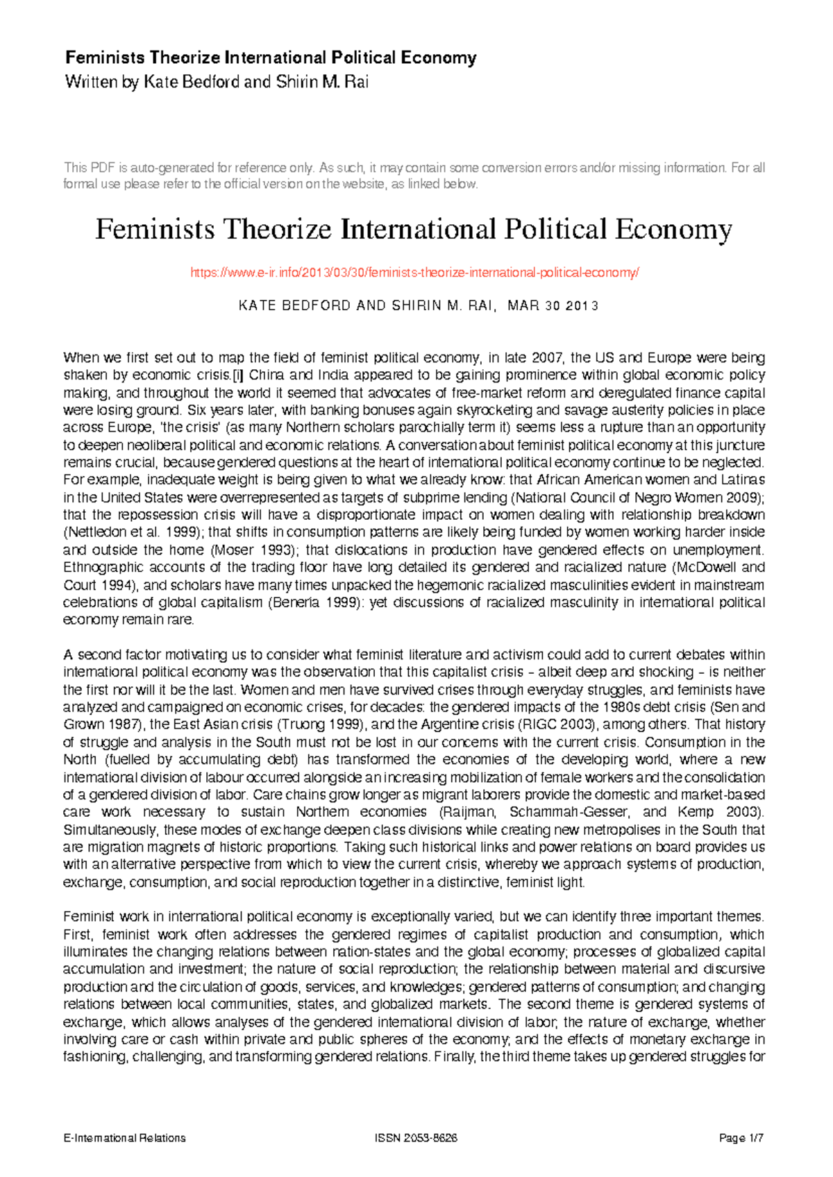 Feminists-Theorize-International-Political-Economy - Written by Kate ...