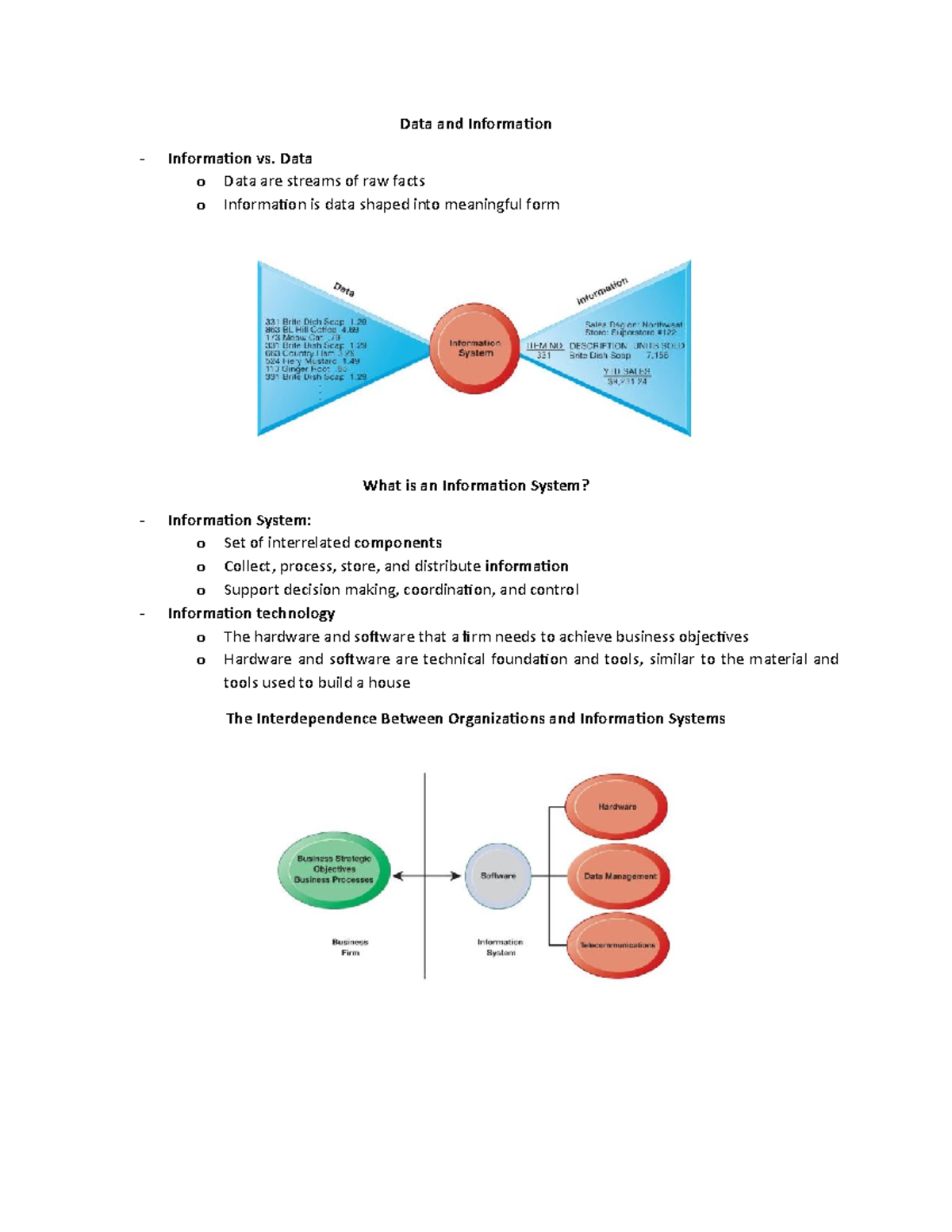 Class 1 - Information Systems in Business Today - Data and Information ...