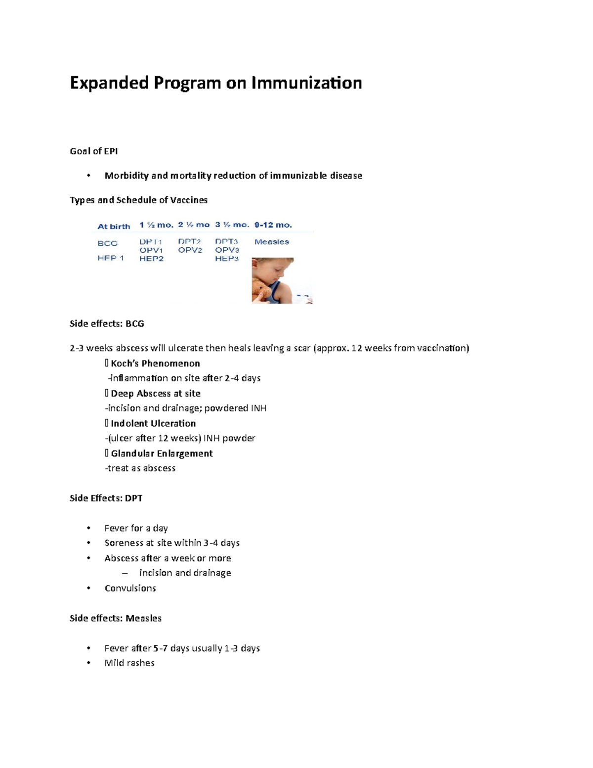 EPI CARI Family CD - notes - Expanded Program on Immunization Goal of ...