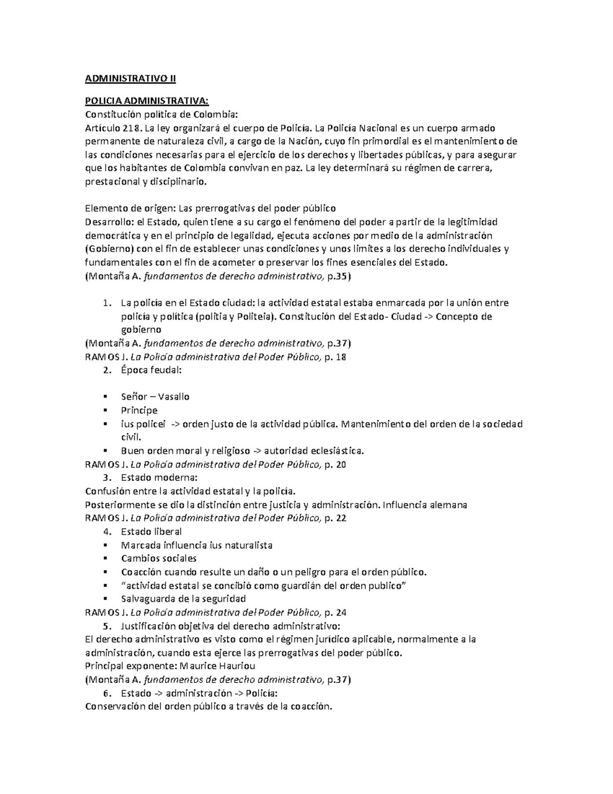 Administrativo II (1) - resumen admin 2 - ADMINISTRATIVO II POLICIA ADMINISTRATIVA: Constitución ...